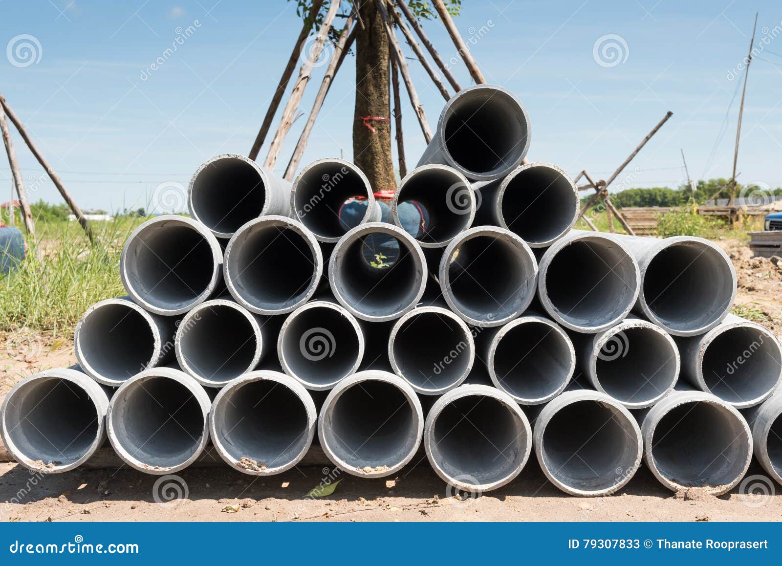 The asbestos cement pipes. stock image. Image of pipeline - 79307833
