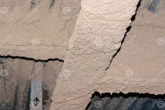 Asbestos Fireproofing on Ceiling Joyce Stock Image - Image of irritant ...