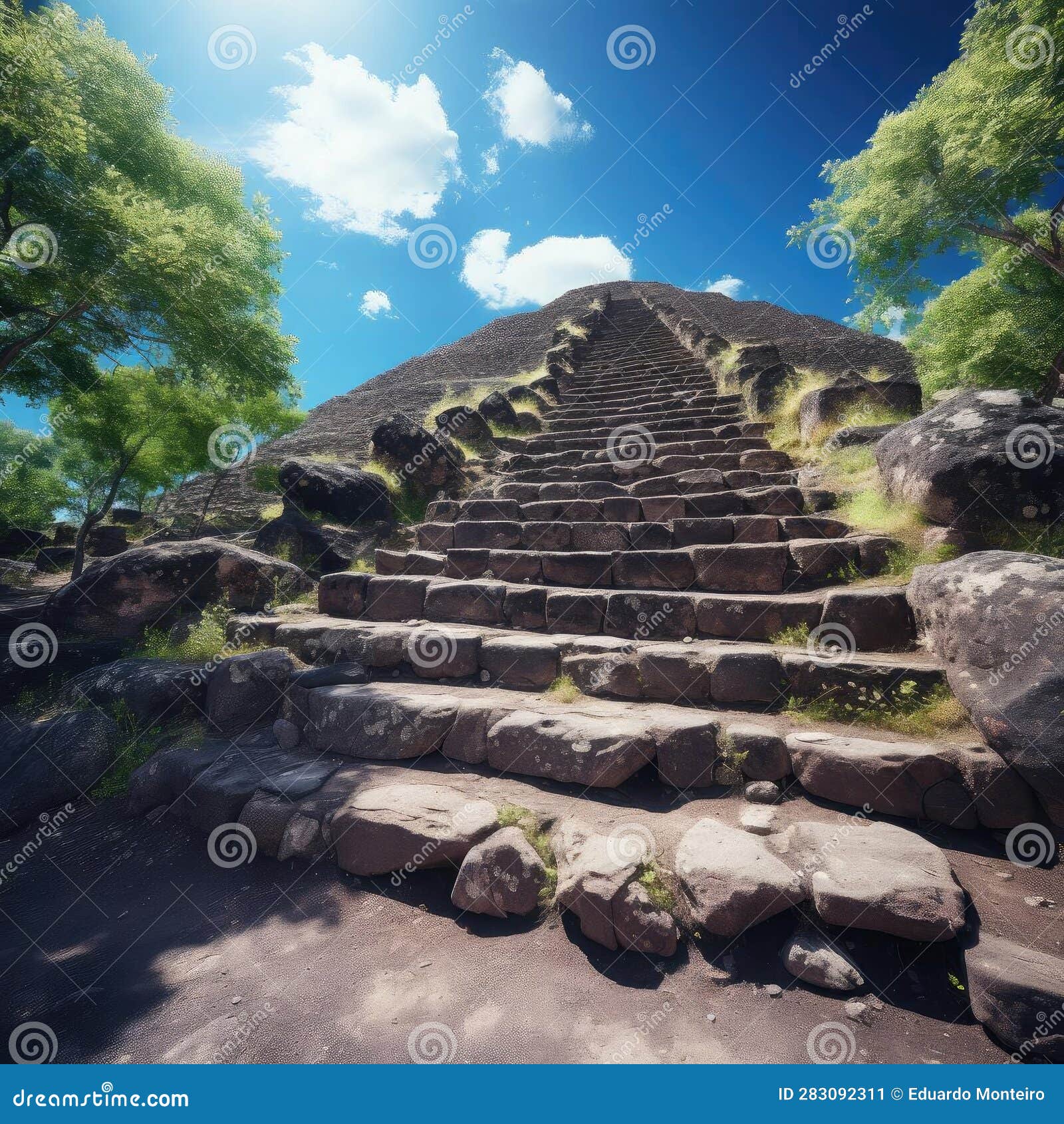 Ascend the Stone Steps To a Pyramid in a Surrealistic Landscape Stock ...