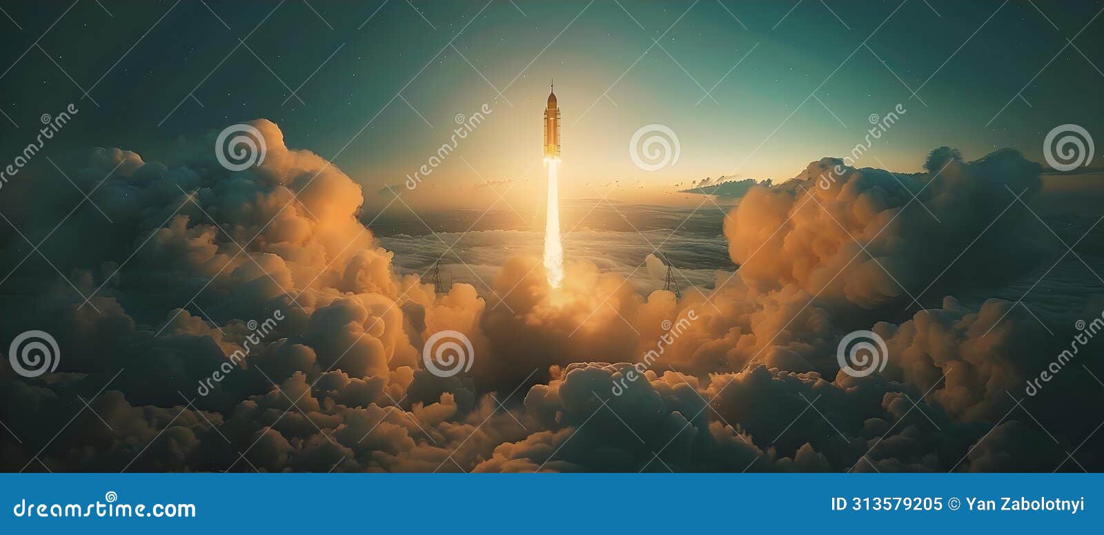 Ascending through Clouds: a Rocket S Journey To Space. Concept Space ...