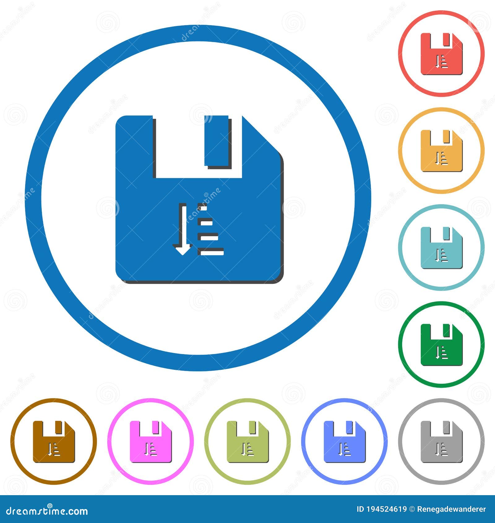 Ascending File Sort White Icons On Edged Square Buttons Cartoon Vector ...