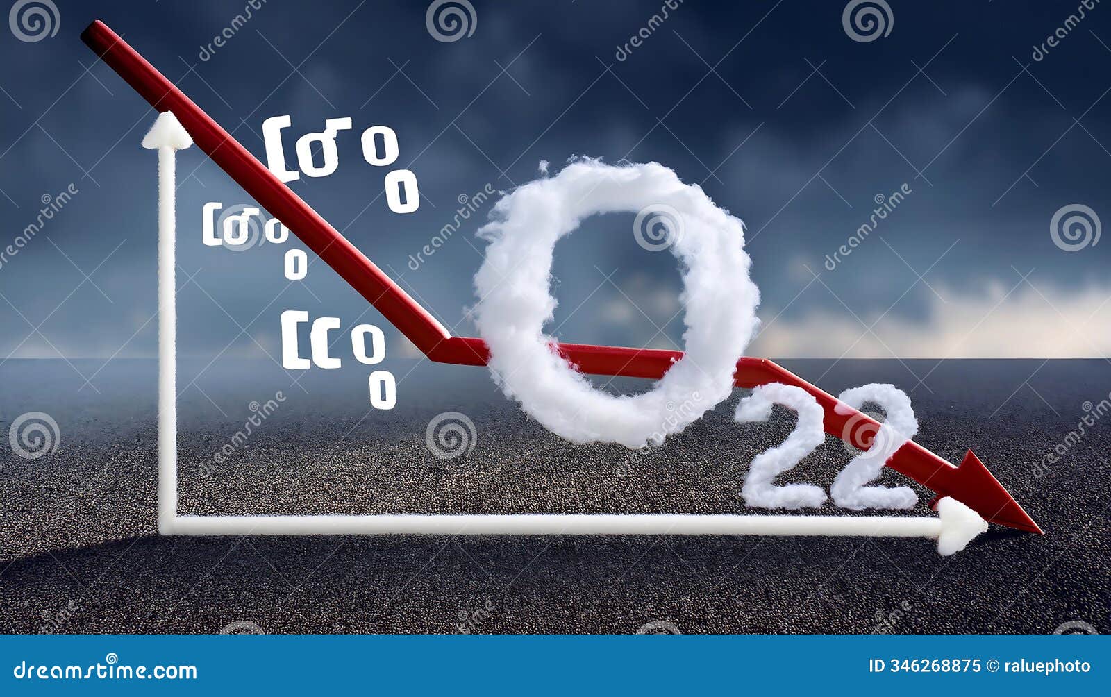 An Ascending Line Graph Shows Increasing CO2 Emissions. Clouds with the ...