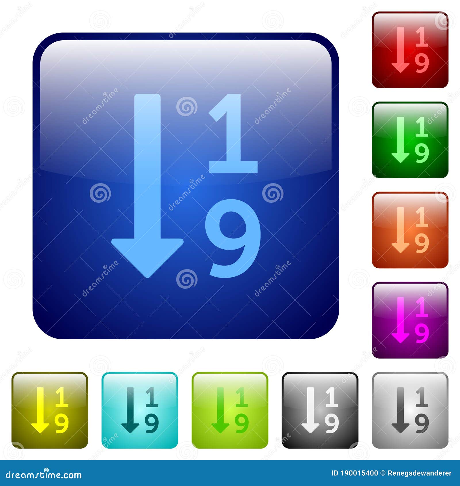 Ascending Numbered List Color Square Buttons Stock Vector ...