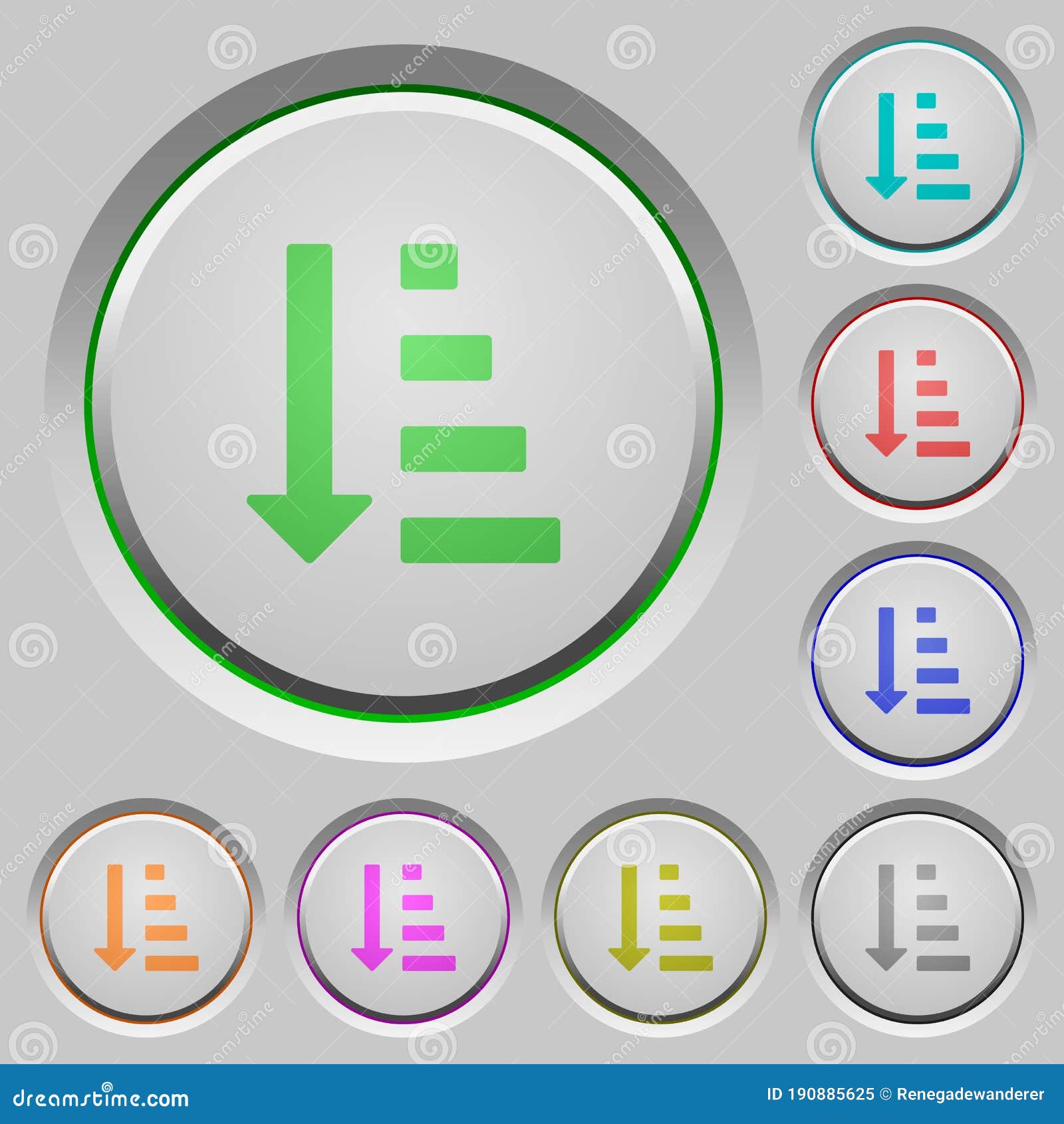 Ascending Ordered List Mode Push Buttons Stock Vector - Illustration of ...