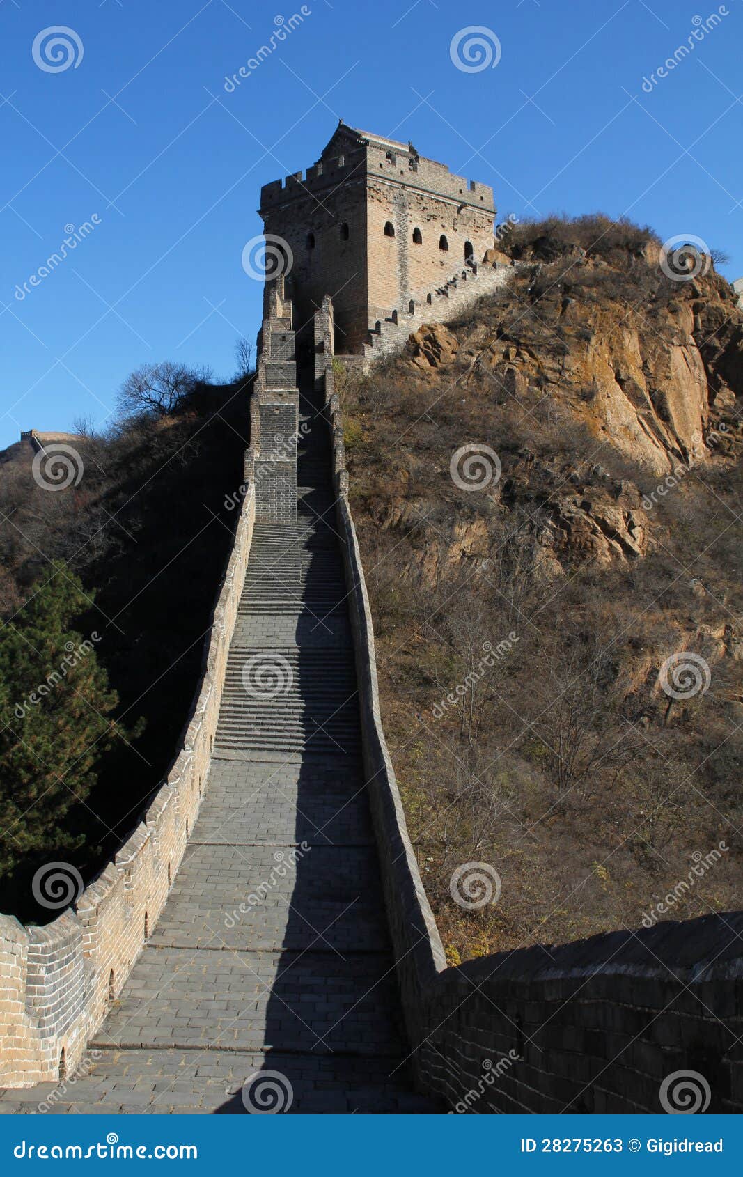 Ascending Path in the Great Wall of China Stock Image - Image of hill ...