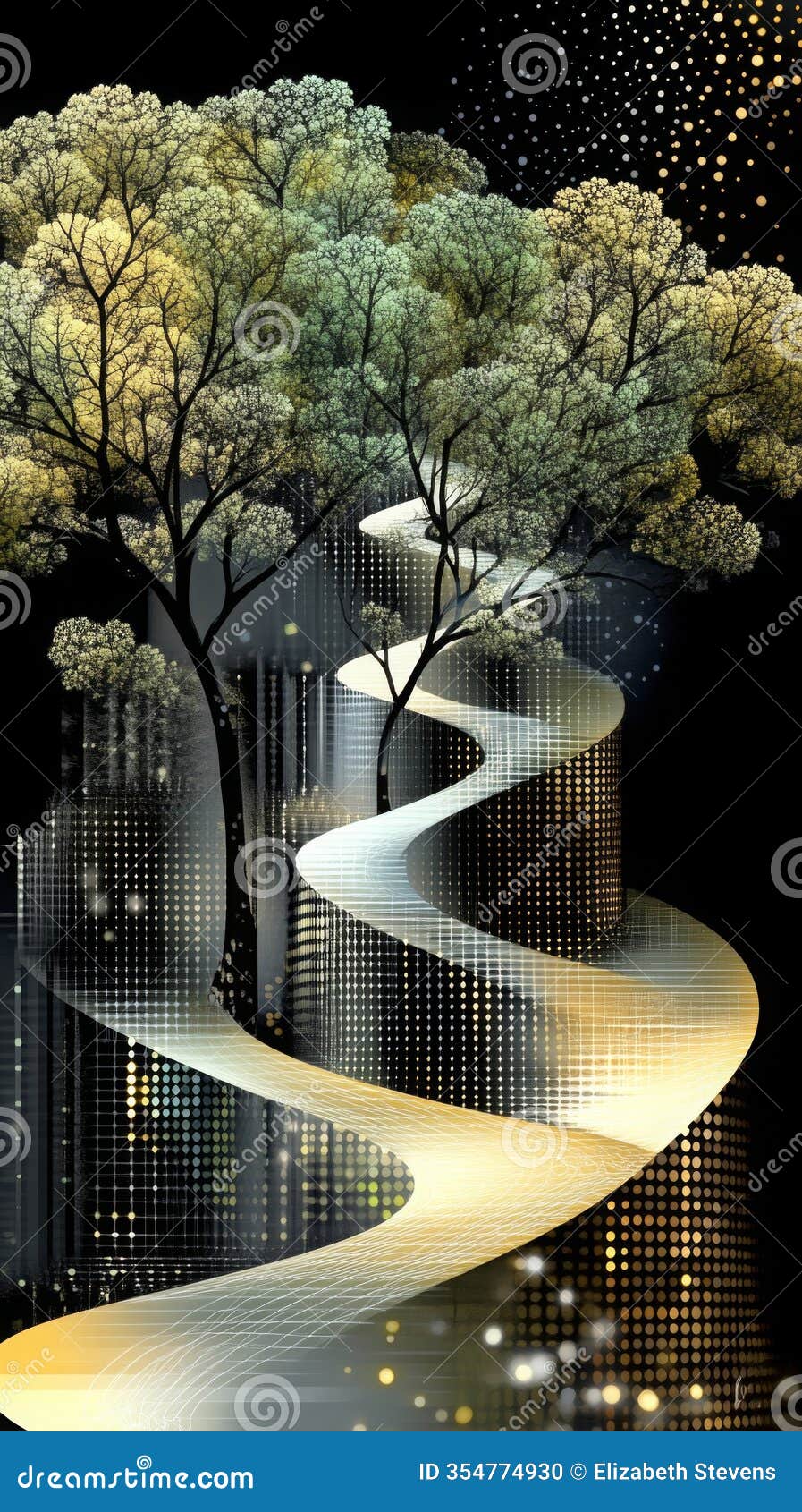 Ascending Pathway among the Trees Stock Illustration - Illustration of ...