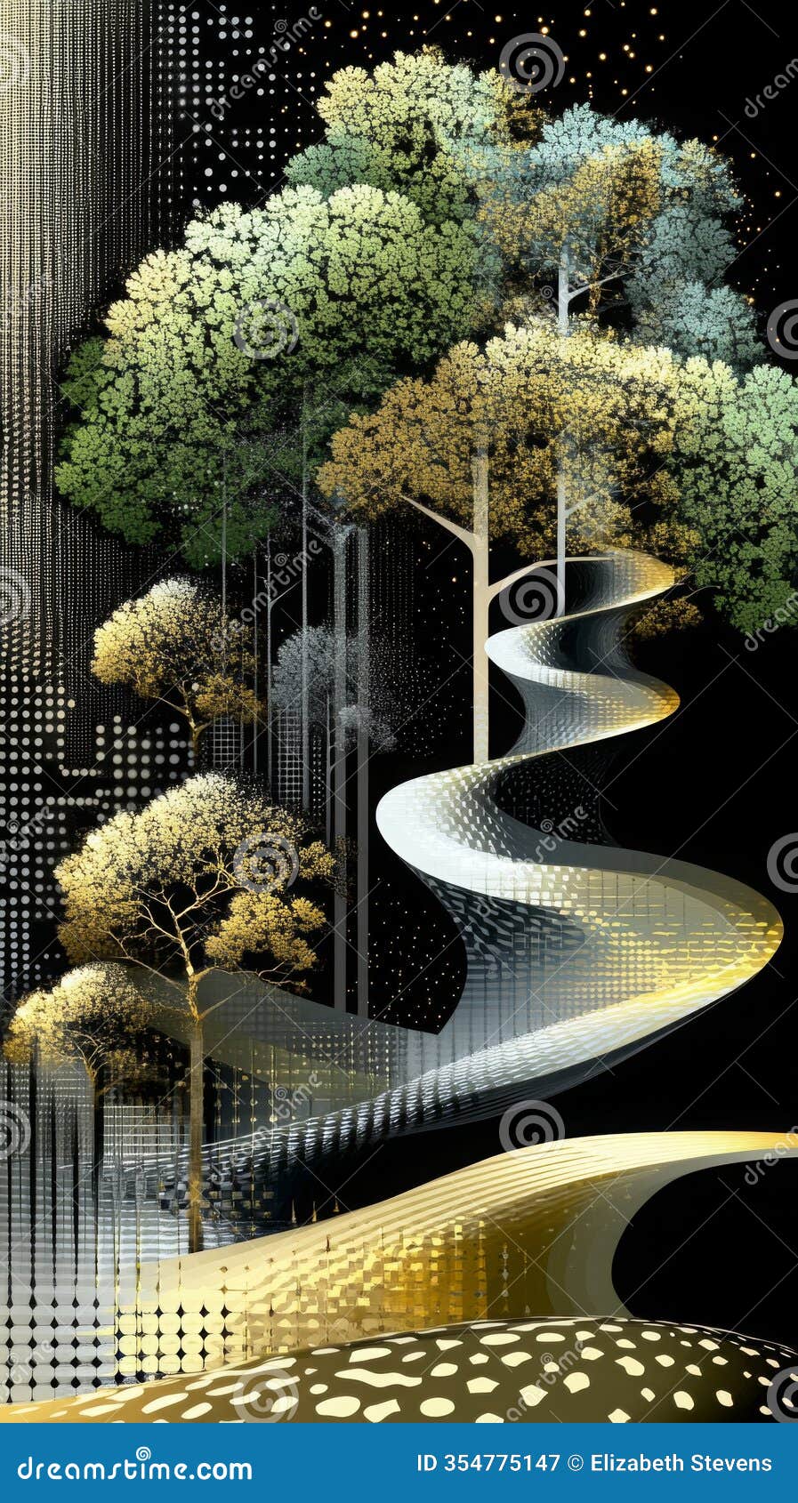 Ascending Pathway among the Trees Stock Illustration - Illustration of ...