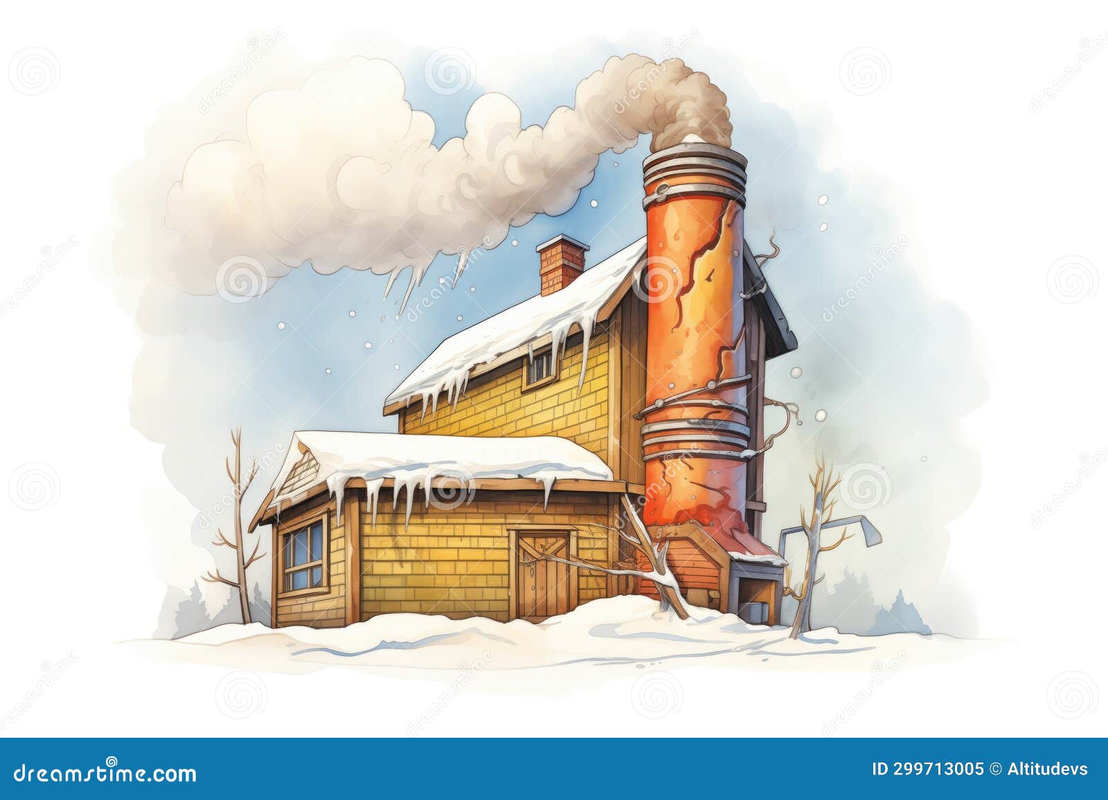 Ascending Smoke from a Barn Chimney during Winter Stock Image - Image ...