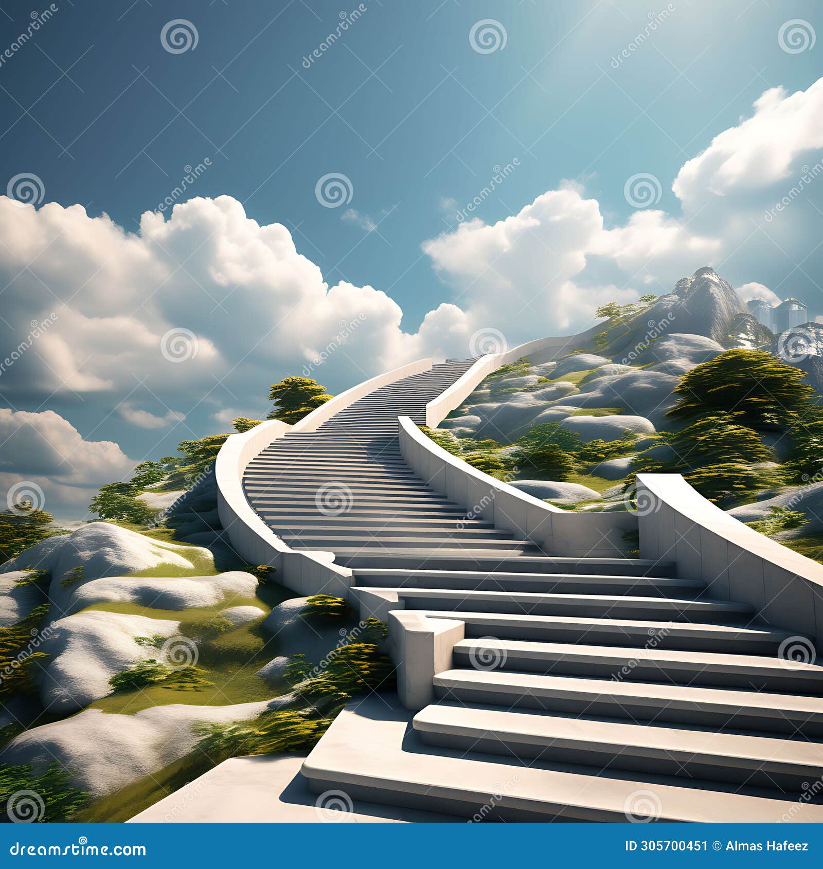 Ascension Ascent: Stairs Going Upward - 3D Rendering Stock Illustration ...
