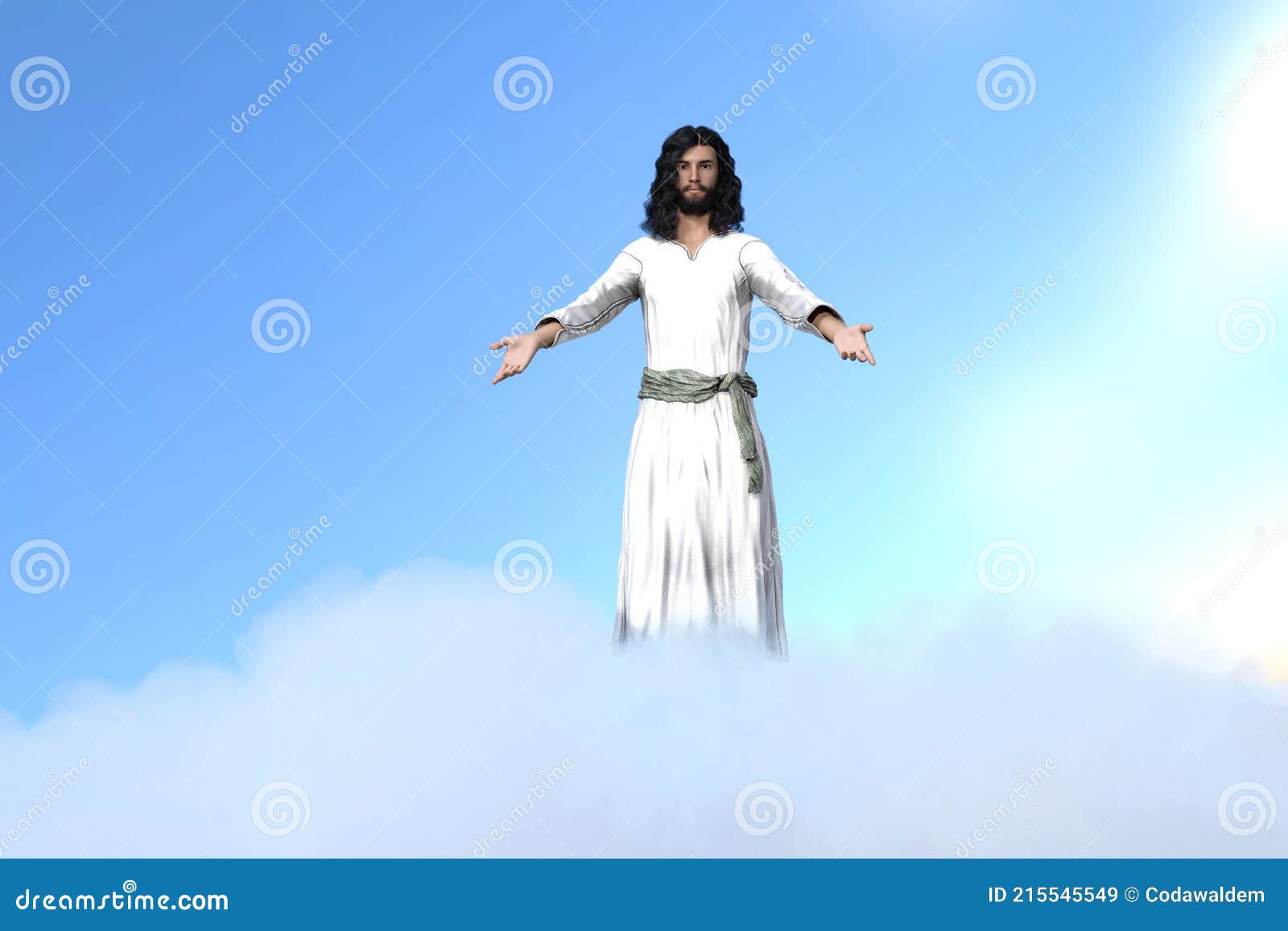 Ascension of Christ. Jesus Rides on a Cloud in Heaven Stock ...