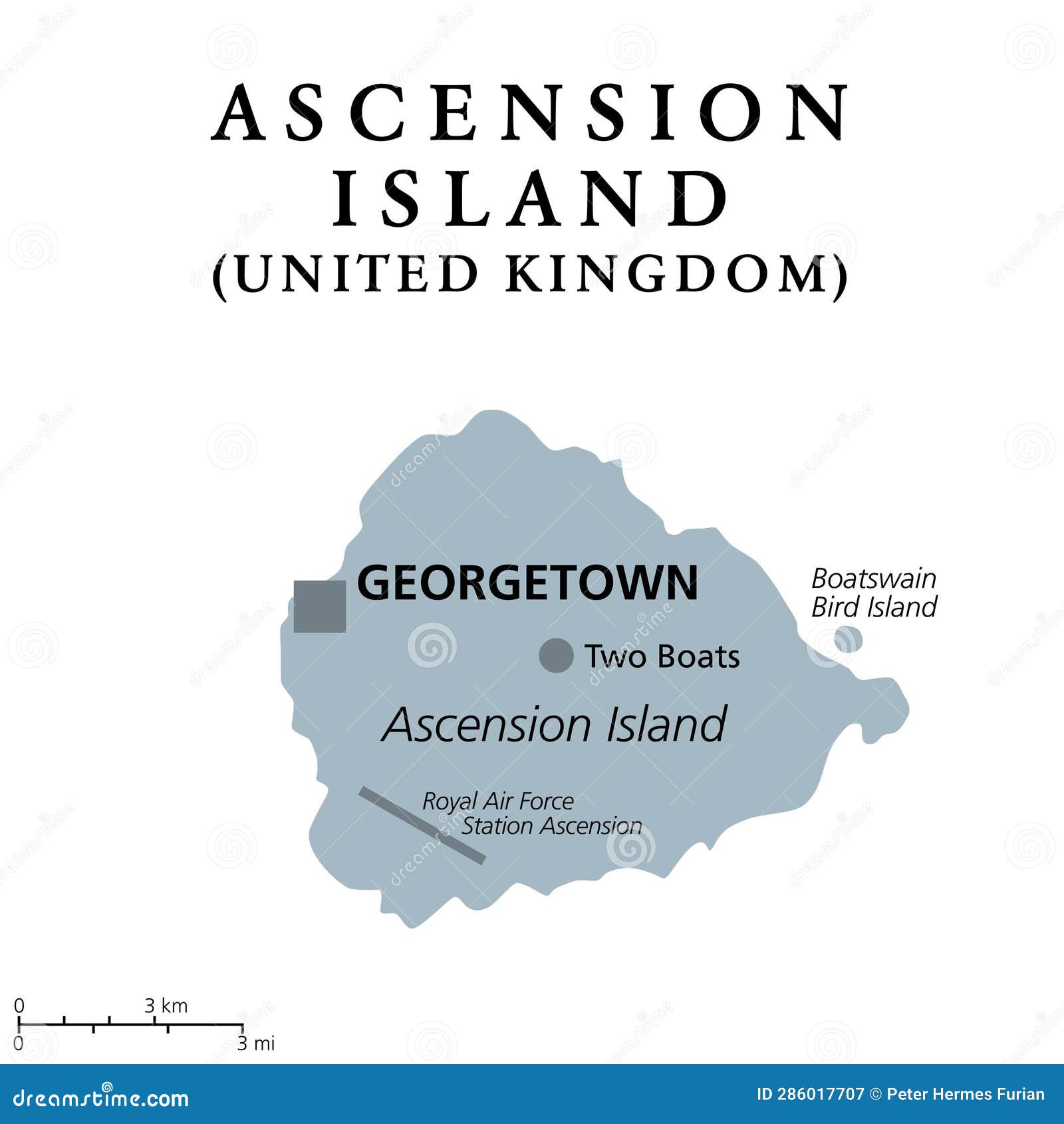 Ascension Island in the South Atlantic, Gray Political Map Stock Vector ...