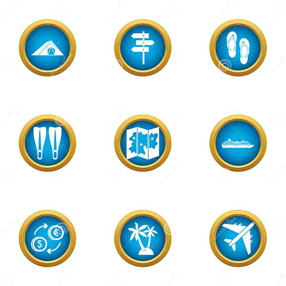 Ascent Icons Set, Flat Style Stock Vector - Illustration of flat ...