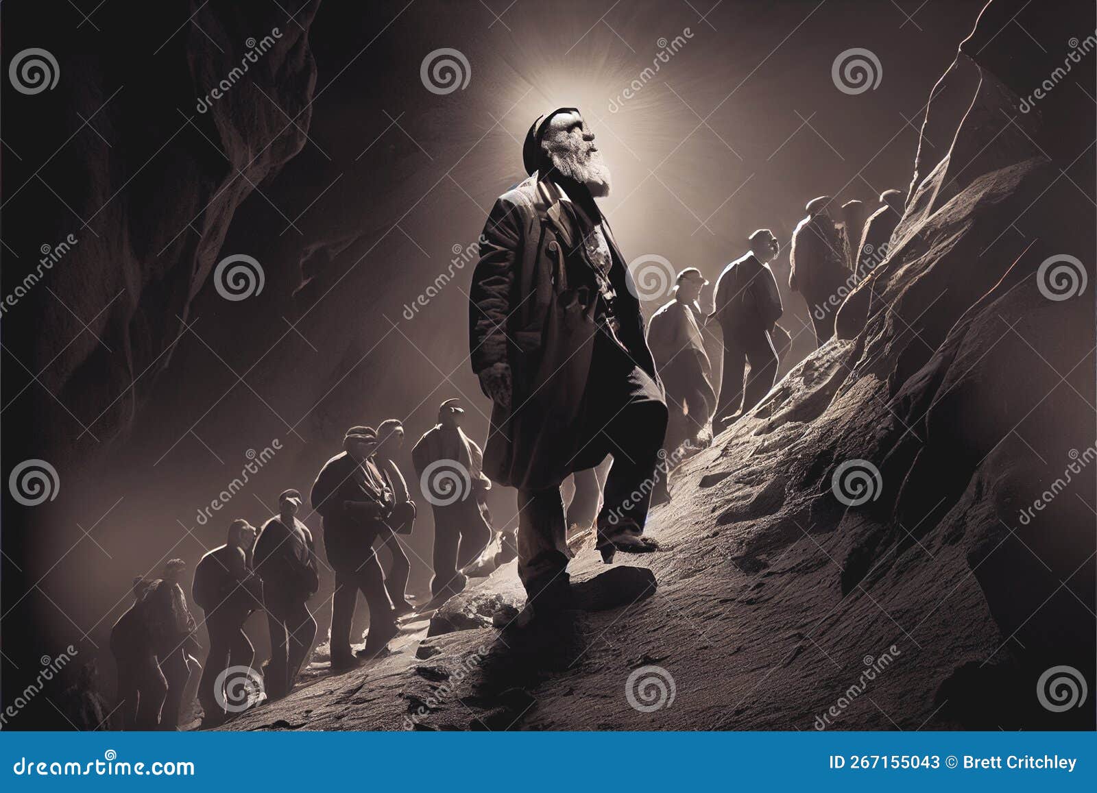 Ascent of Man with Charles Darwin Evolution Stock Illustration ...