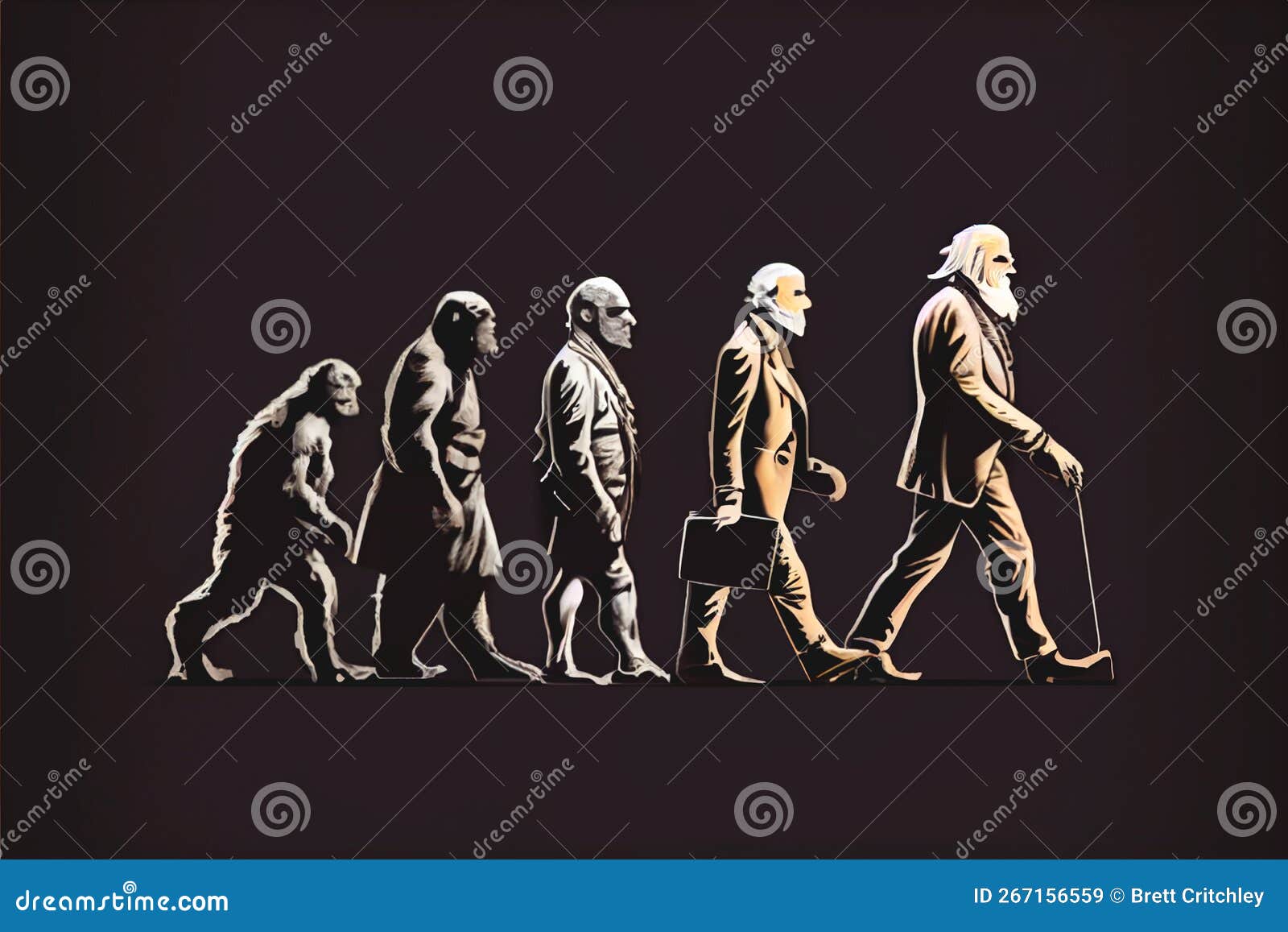 Ascent Of Man With Charles Darwin Stock Image 267156559