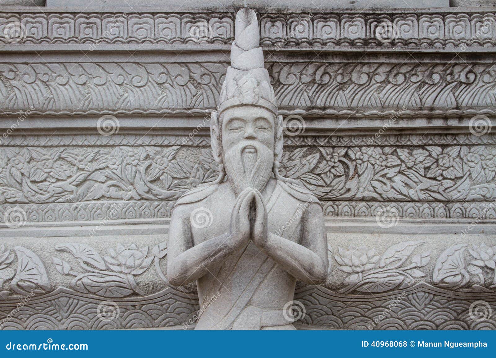 Ascetic Statue in Thai Style Molding Art, from Sement Stock Photo ...