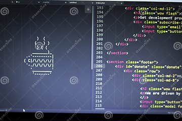 ASCII Art of Drink Cup and HTML Code Aside Editorial Photography ...