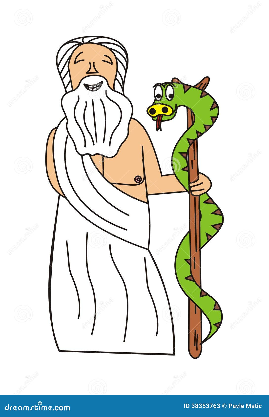 Asclepius and his rod stock vector. Illustration of greek - 38353763