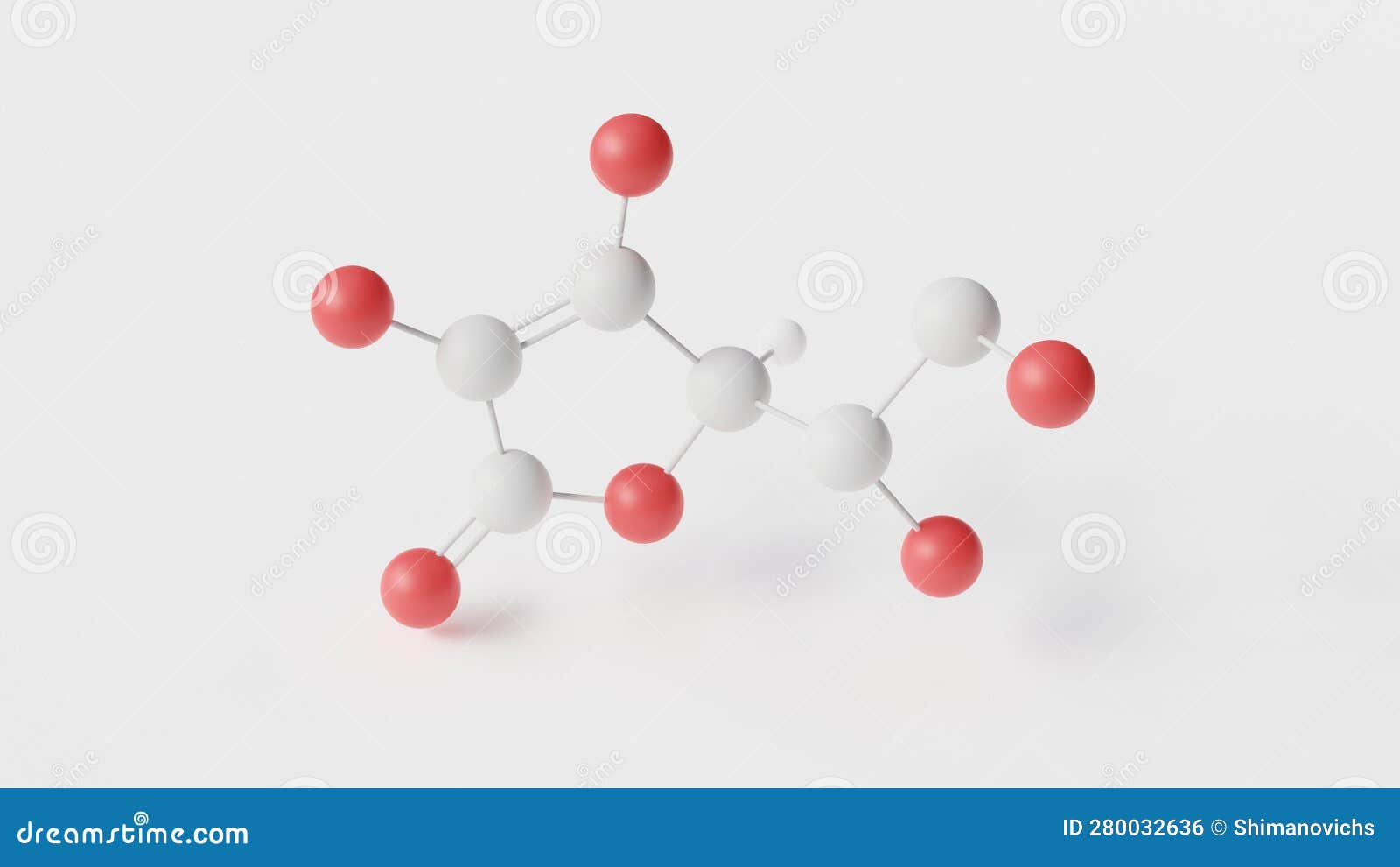 Ascorbic Acid Molecule 3d, Molecular Structure, Ball and Stick Model ...