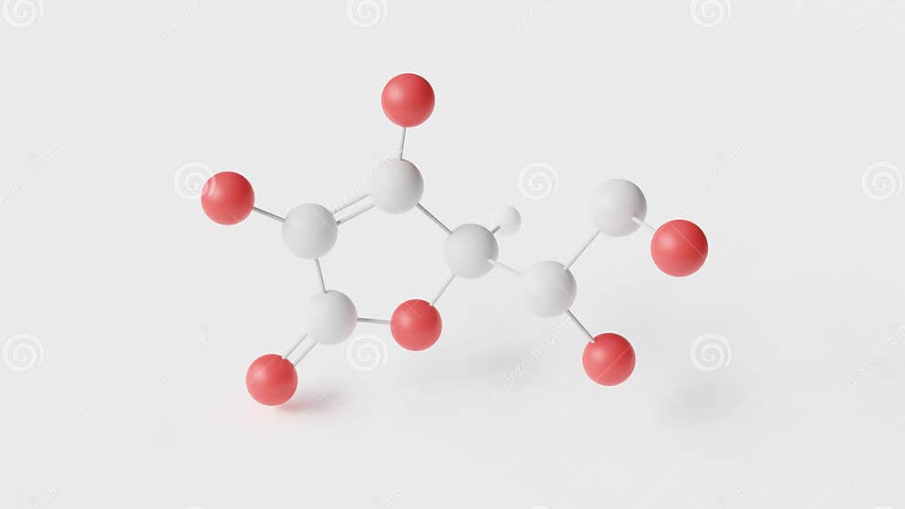 Ascorbic Acid Molecule 3d, Molecular Structure, Ball and Stick Model ...
