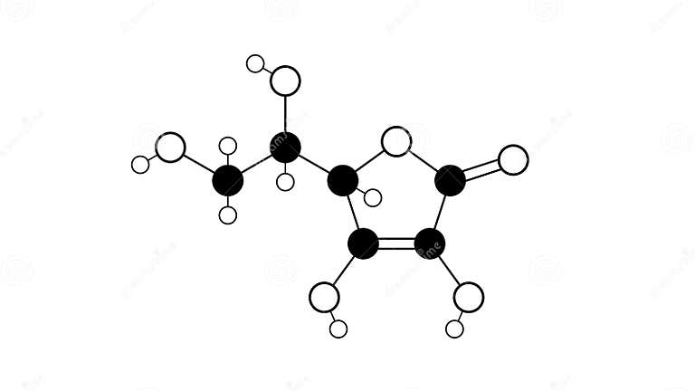 Ascorbic Acid Molecule, Structural Chemical Formula, Ball-and-stick ...