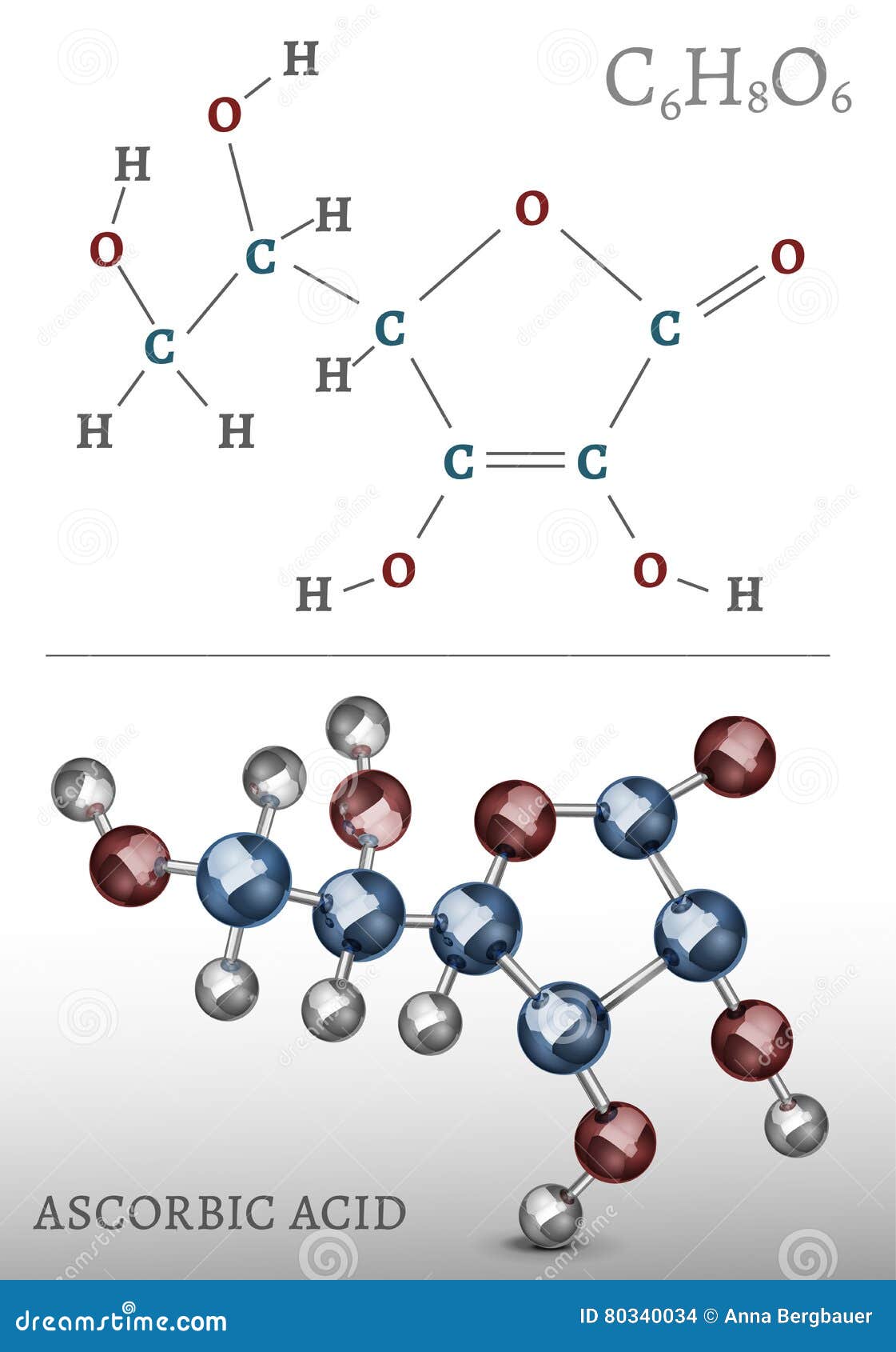 Ascorbic Acid Vitamin C. Structural Chemical Formula And Molec Vector ...