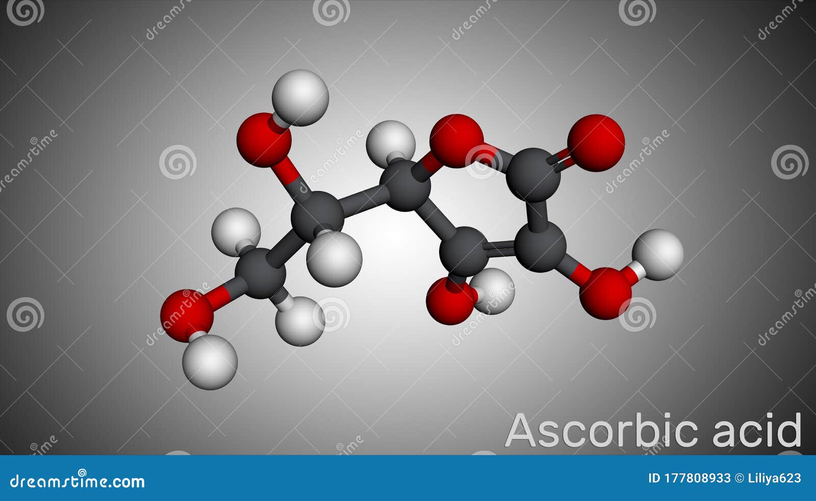 Ascorbic Acid, Vitamin C, C6H8O6 Molecule. Food Additive E300 Stock ...