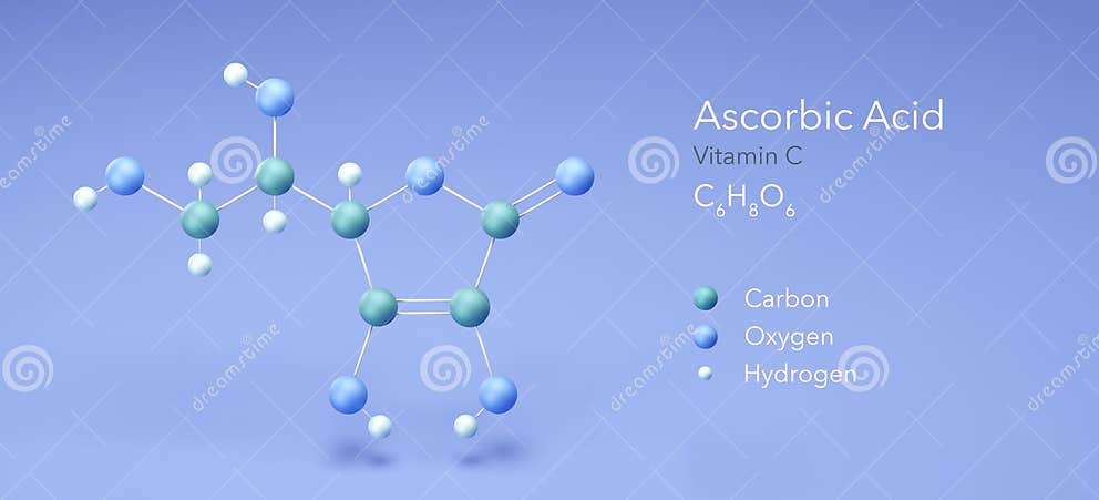 Ascorbic Acid, Vitamin C, Molecular Structures, 3d Rendering ...