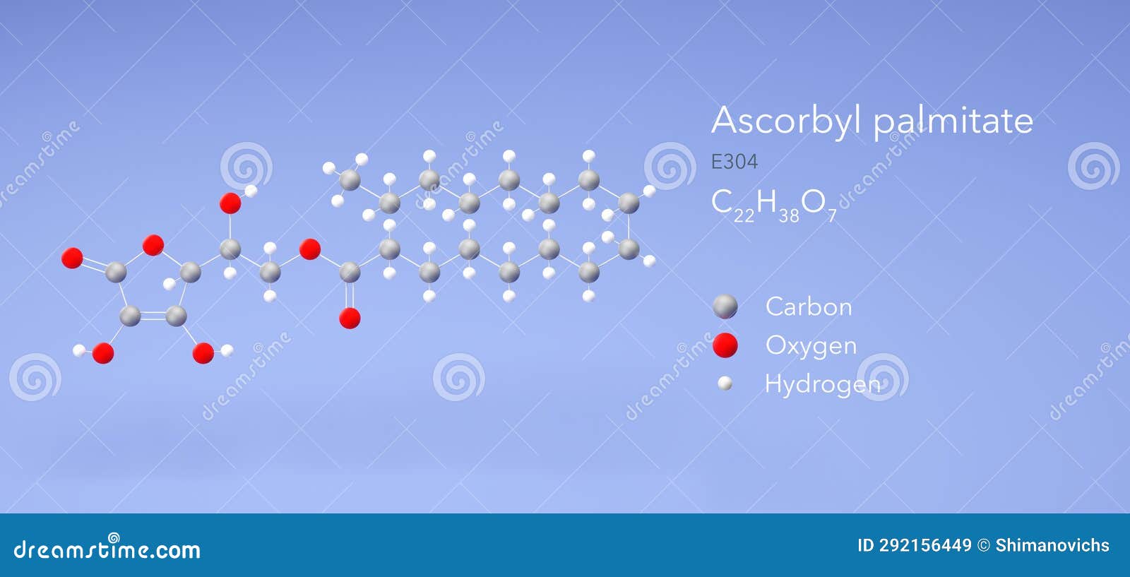 Ascorbyl Palmitate Molecule, Molecular Structures, Antioxidant E304, 3d ...