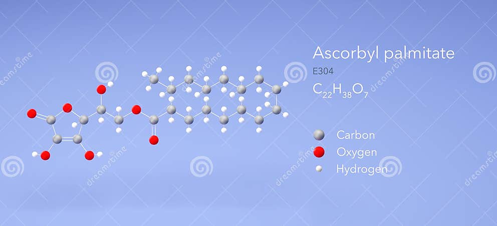 Ascorbyl Palmitate Molecule, Molecular Structures, Antioxidant E304, 3d ...