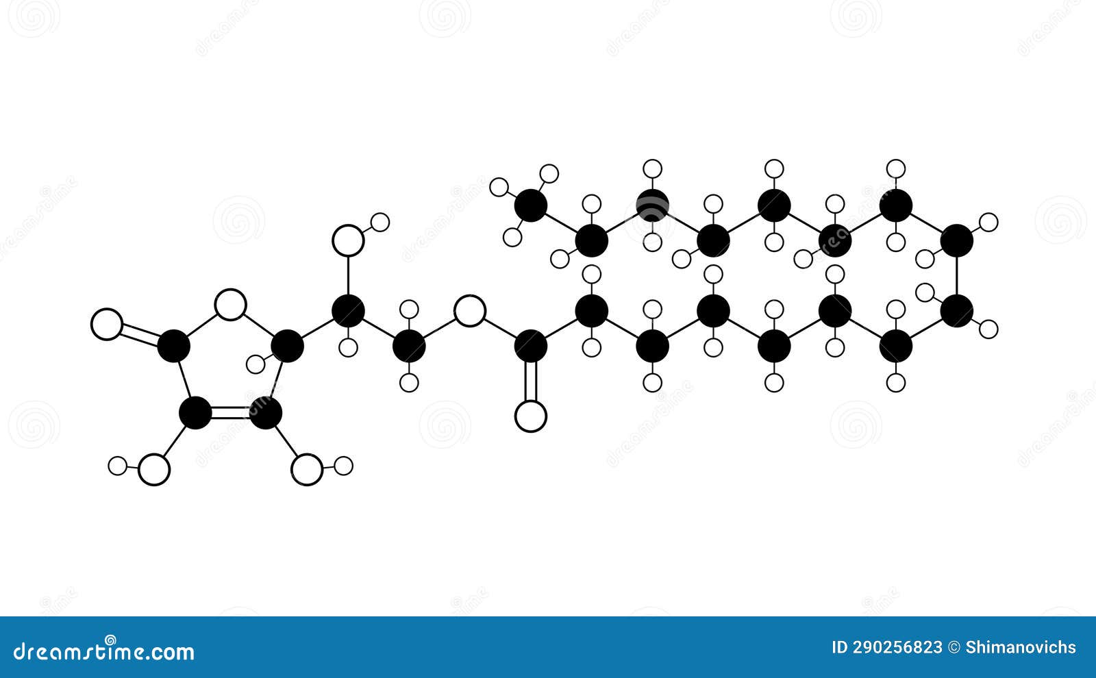 Ascorbyl Palmitate Molecule, Structural Chemical Formula, Ball-and ...