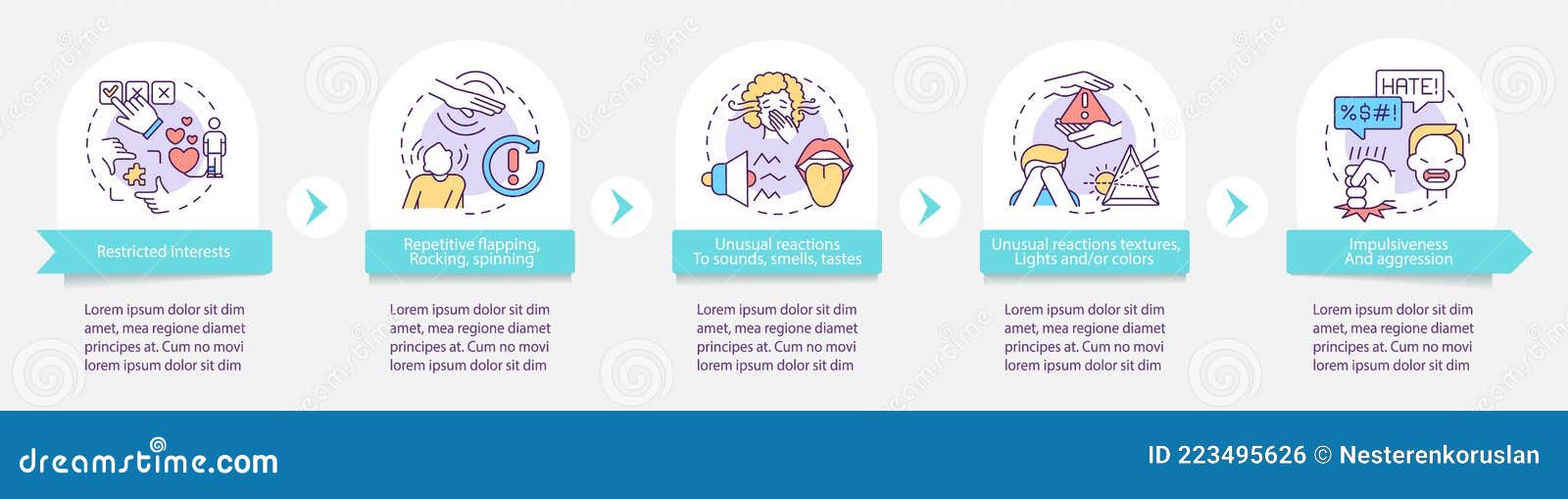 ASD Symptoms Vector Infographic Template Stock Vector - Illustration of ...