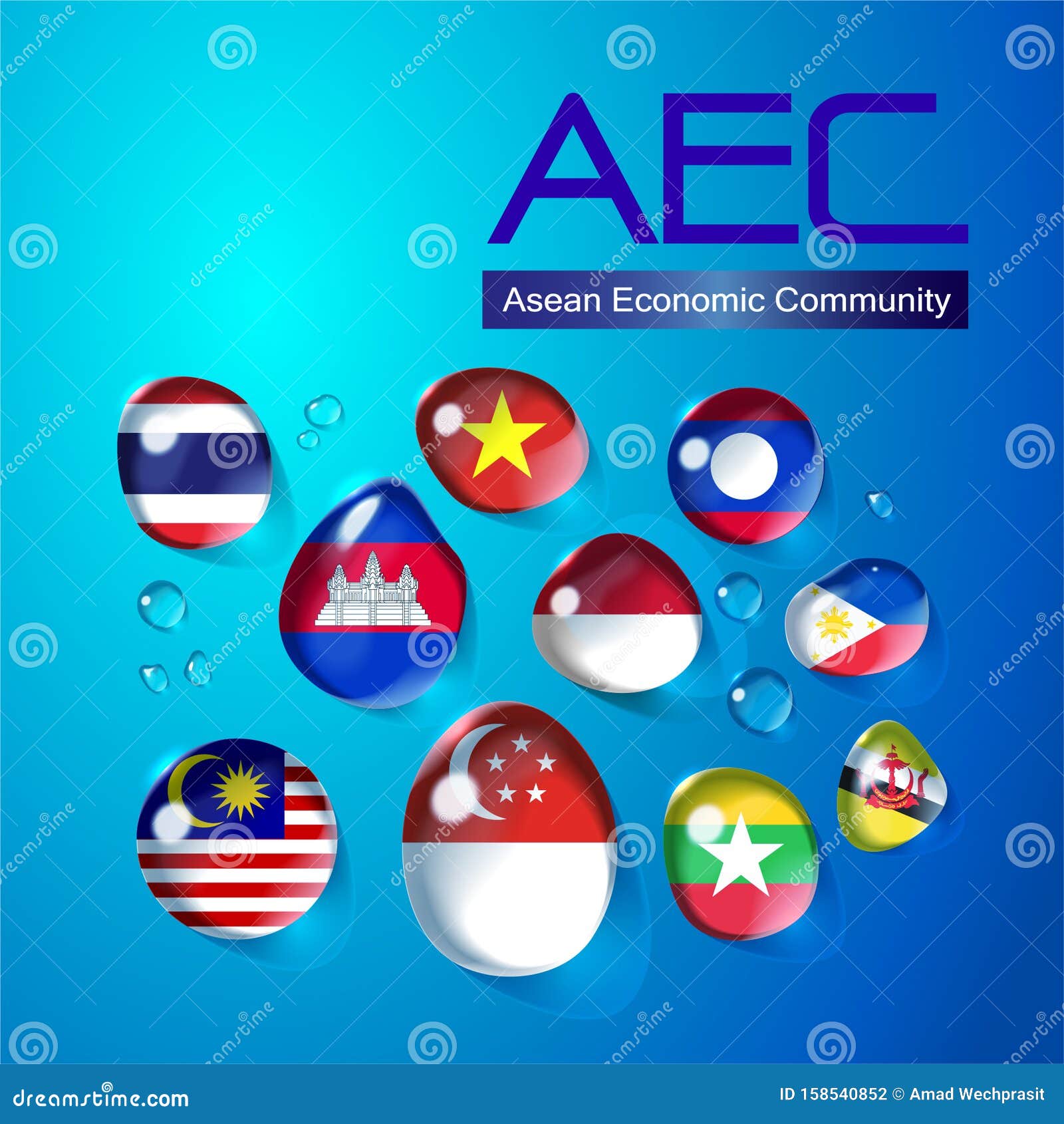 Asean Aec Flags 10 Counties Stock Vector - Illustration of partnership ...