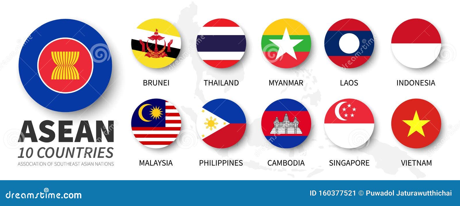 ASEAN Flags Ribbon , AEC Asean Economics Community Flags10 Countries ...