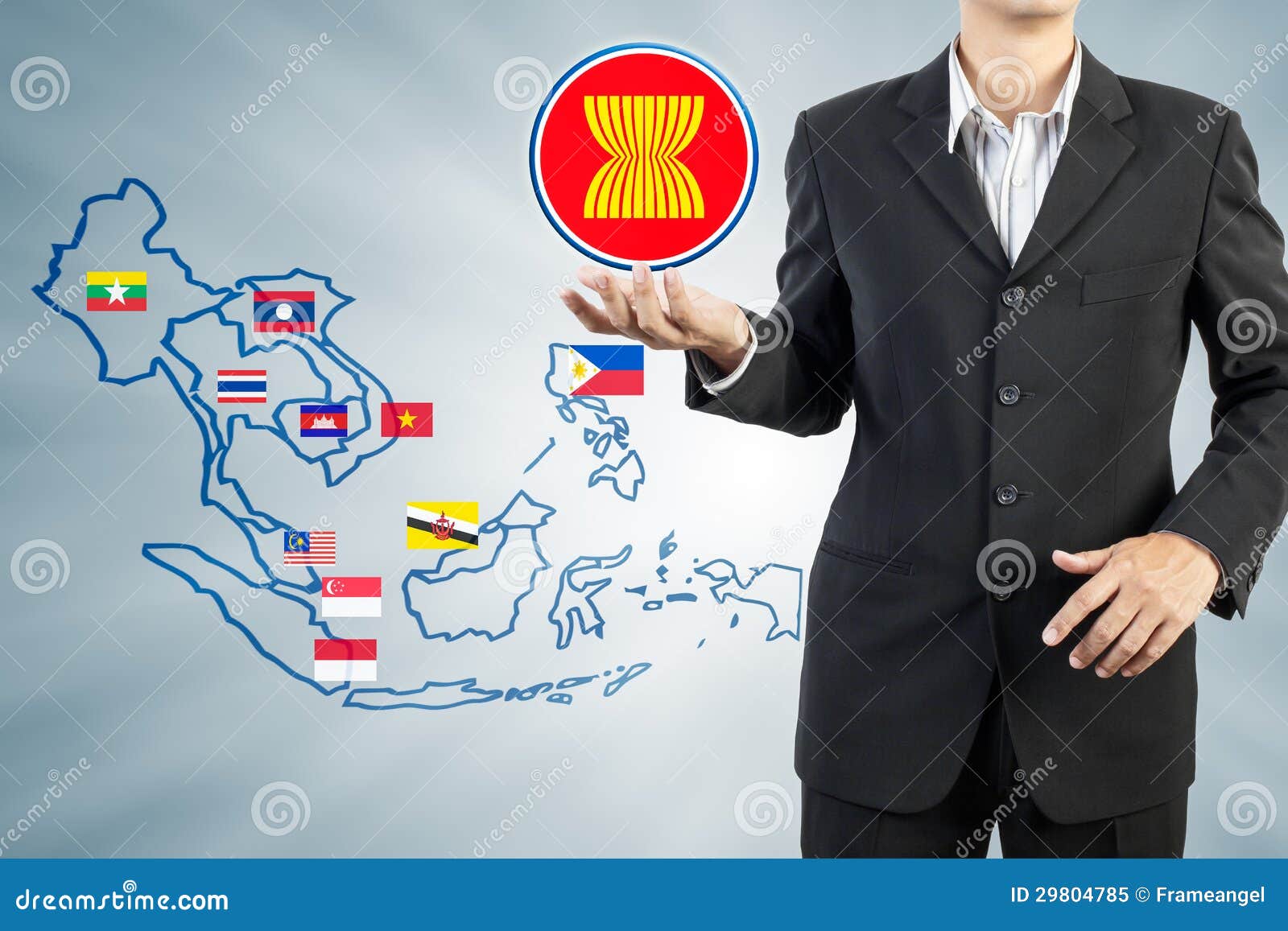 ASEAN Economic Community in Businessman Hand Stock Image - Image of ...