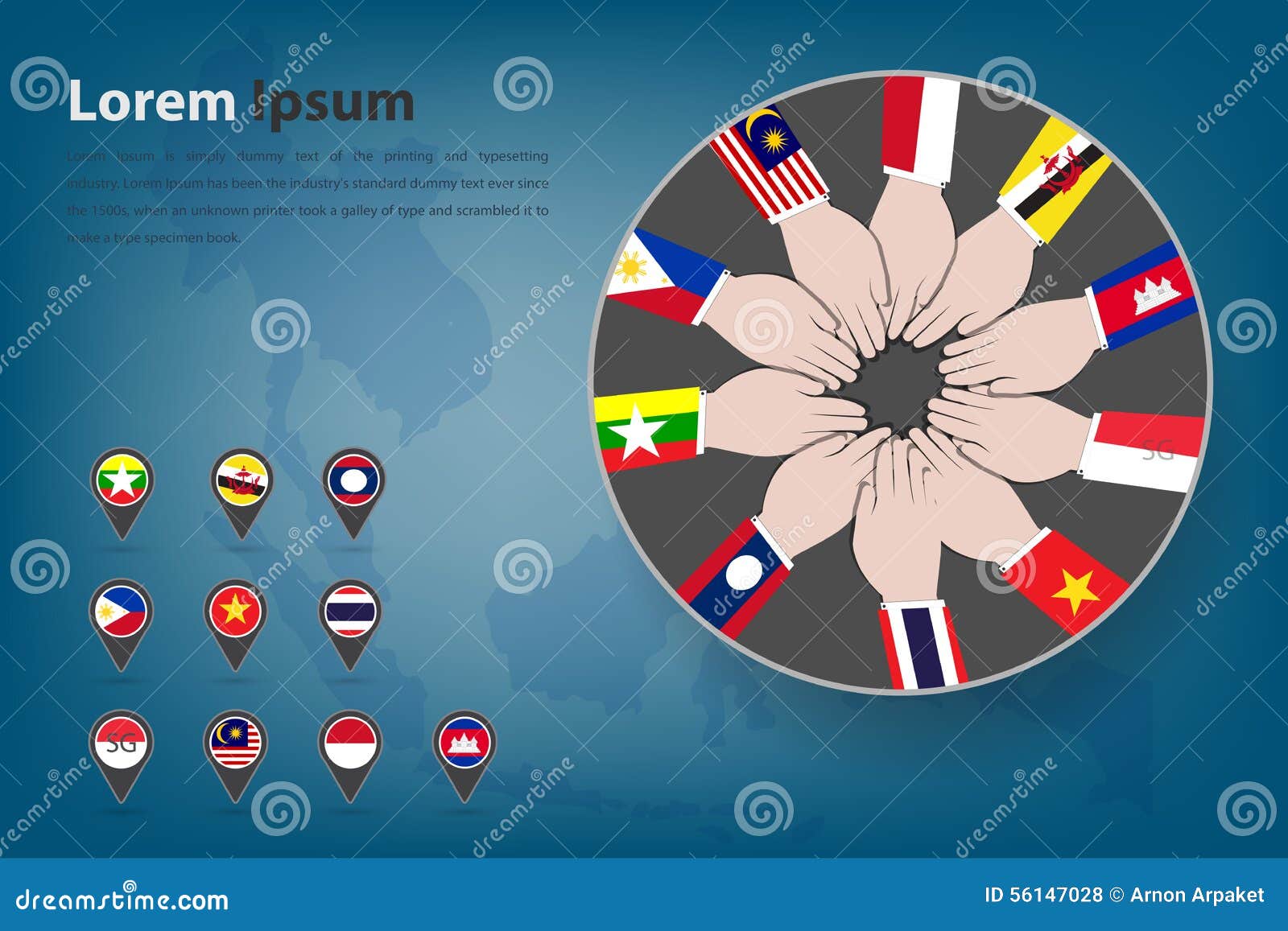 Asean Economic Community (AEC) Corpotation Theme in Style Stock ...