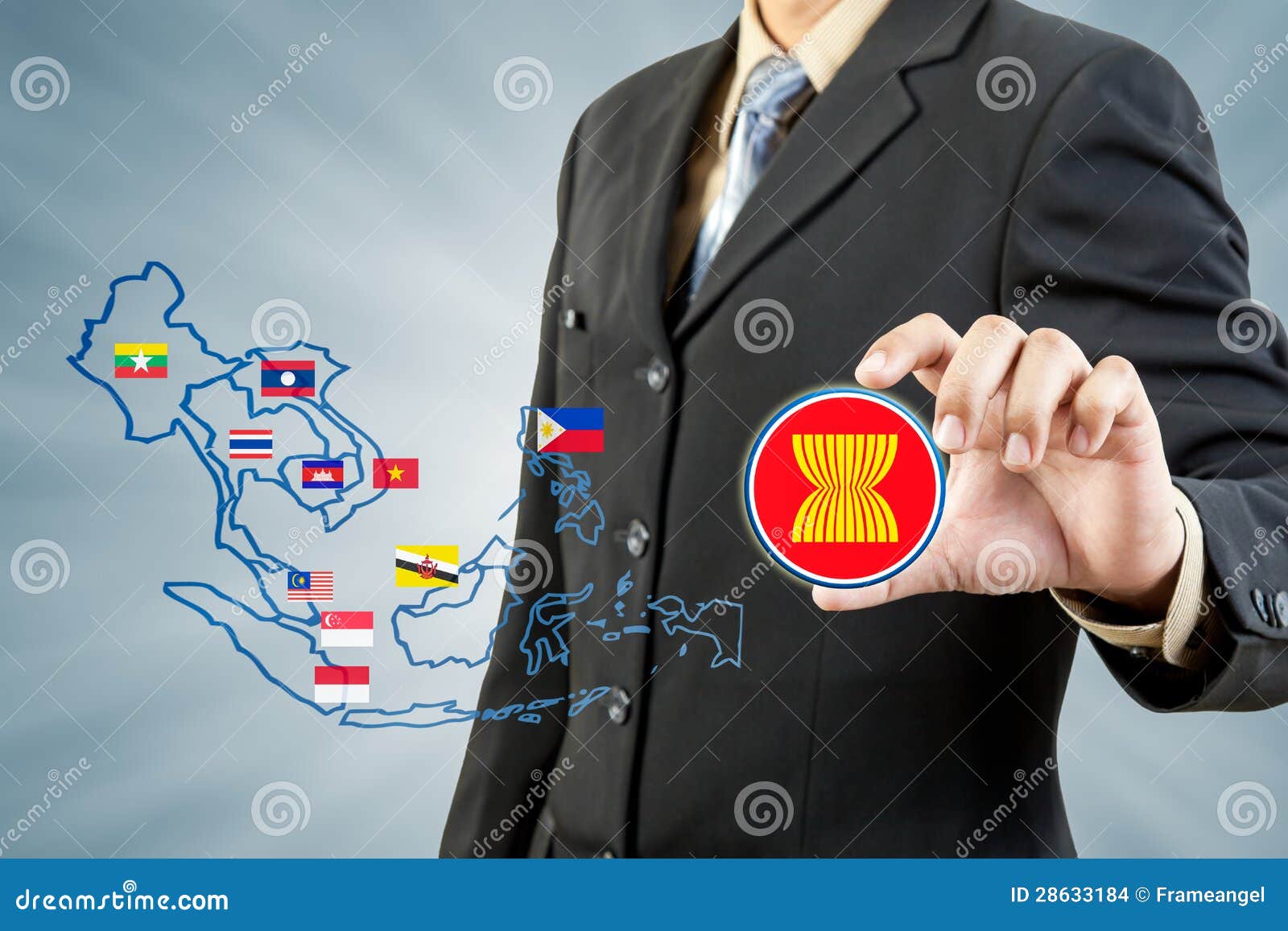 ASEAN Economic Community in Businessman Hand Stock Photo - Image of ...
