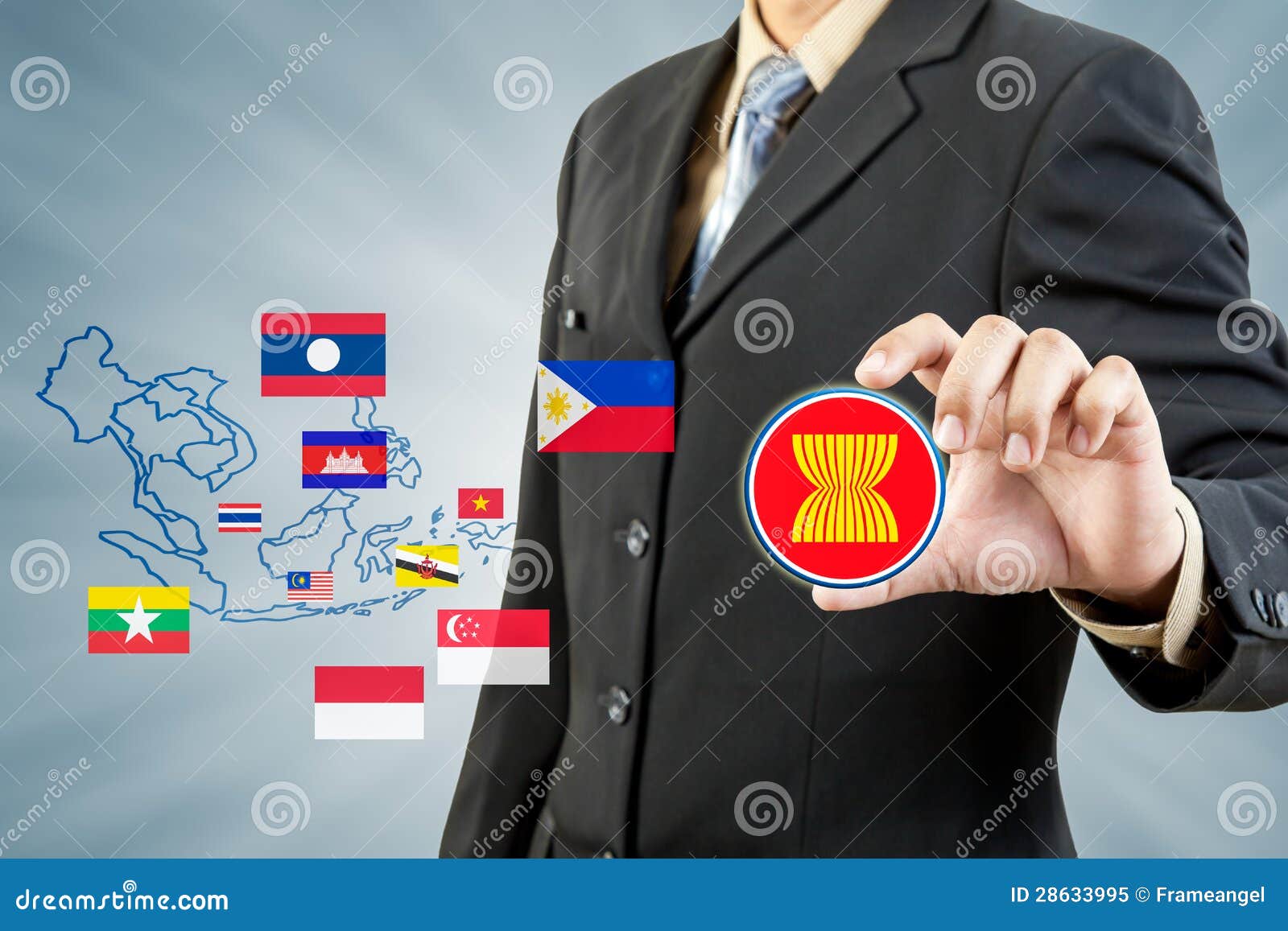 ASEAN Economic Community in Businessman Hand Stock Image - Image of ...