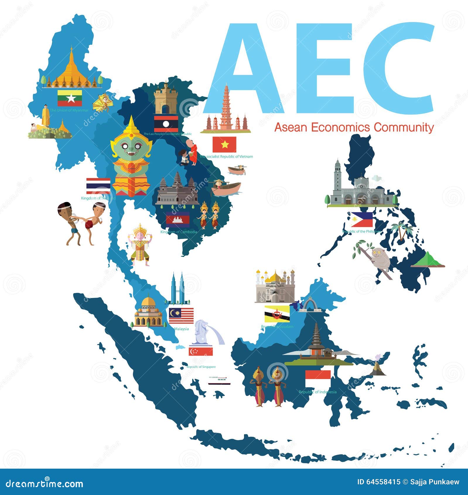Asean Economics Community Aec Stock Vector Illustration Of Symbol