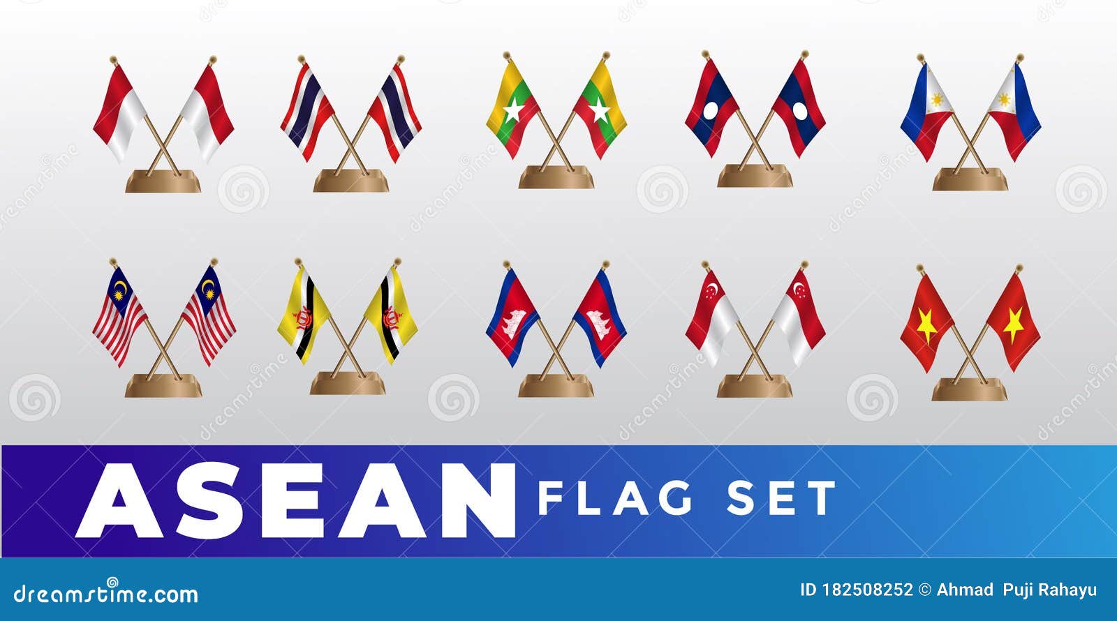 Asean Flag Design Template Set Stock Vector - Illustration of design ...