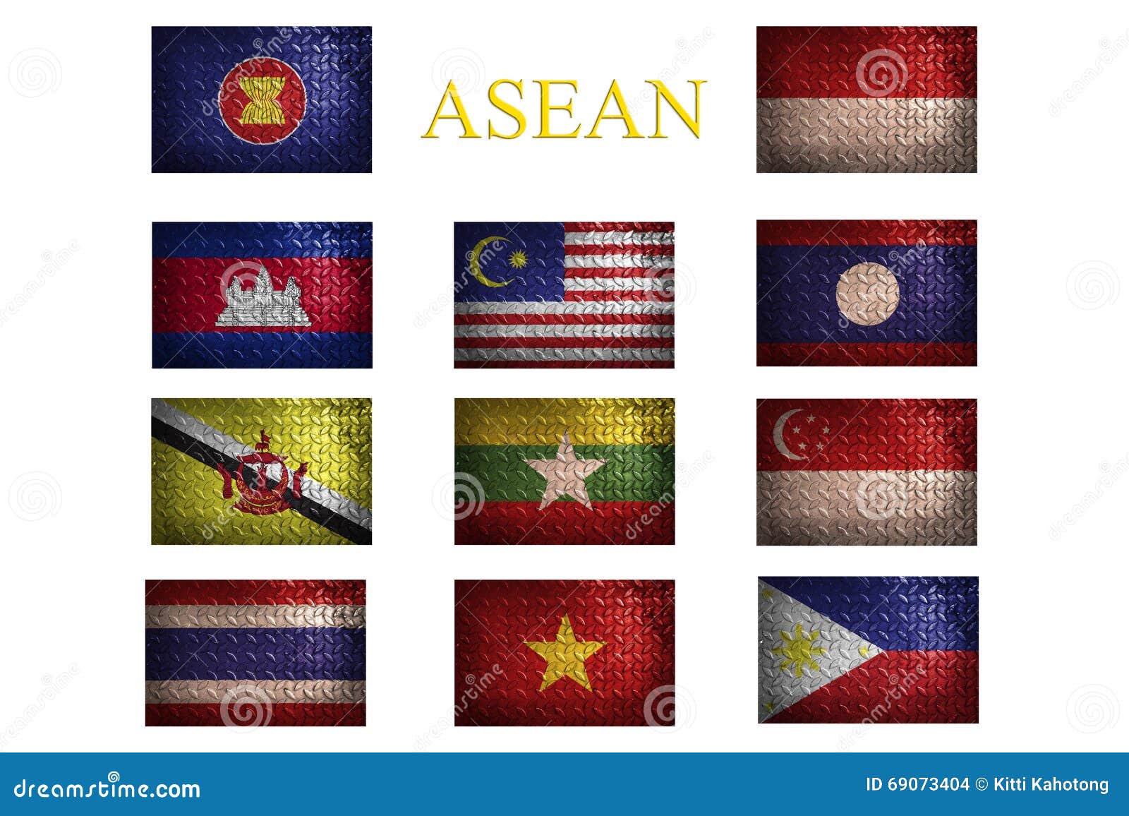 Asean Flag,metal Texture on Background Stock Photo - Image of ...