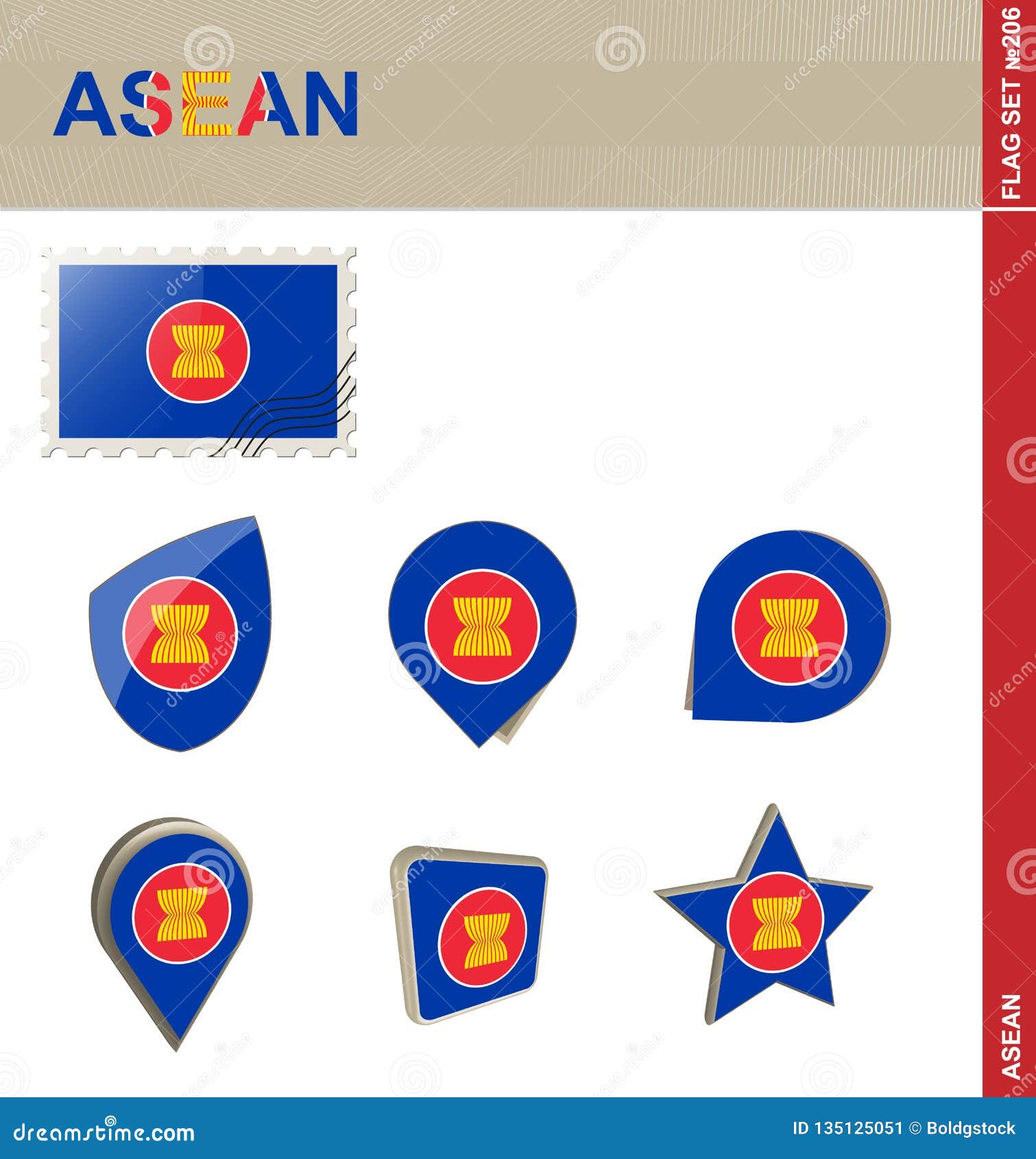 ASEAN Flag Set, Flag Set #206 Stock Vector - Illustration of symbol ...