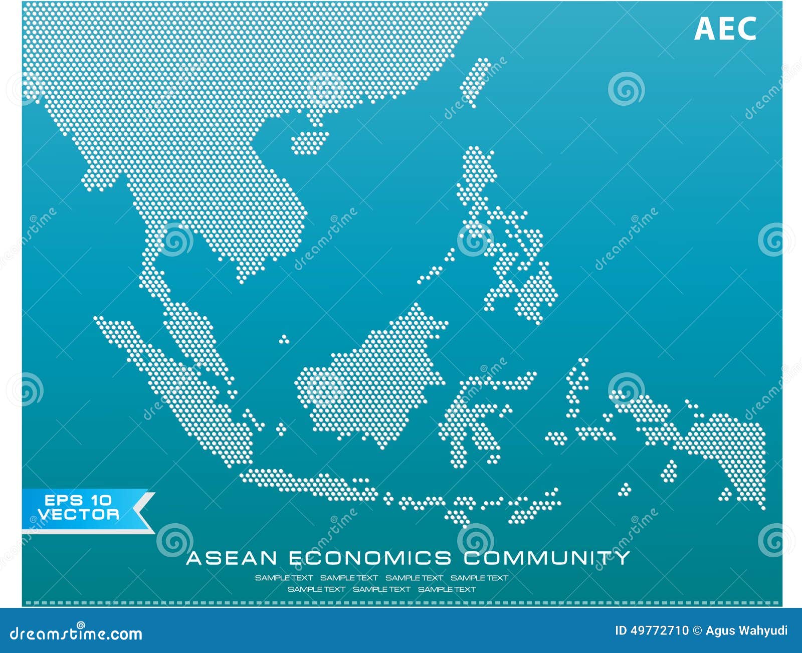 Asean Map Dotted Style Illustration, for Background Stock Illustration ...