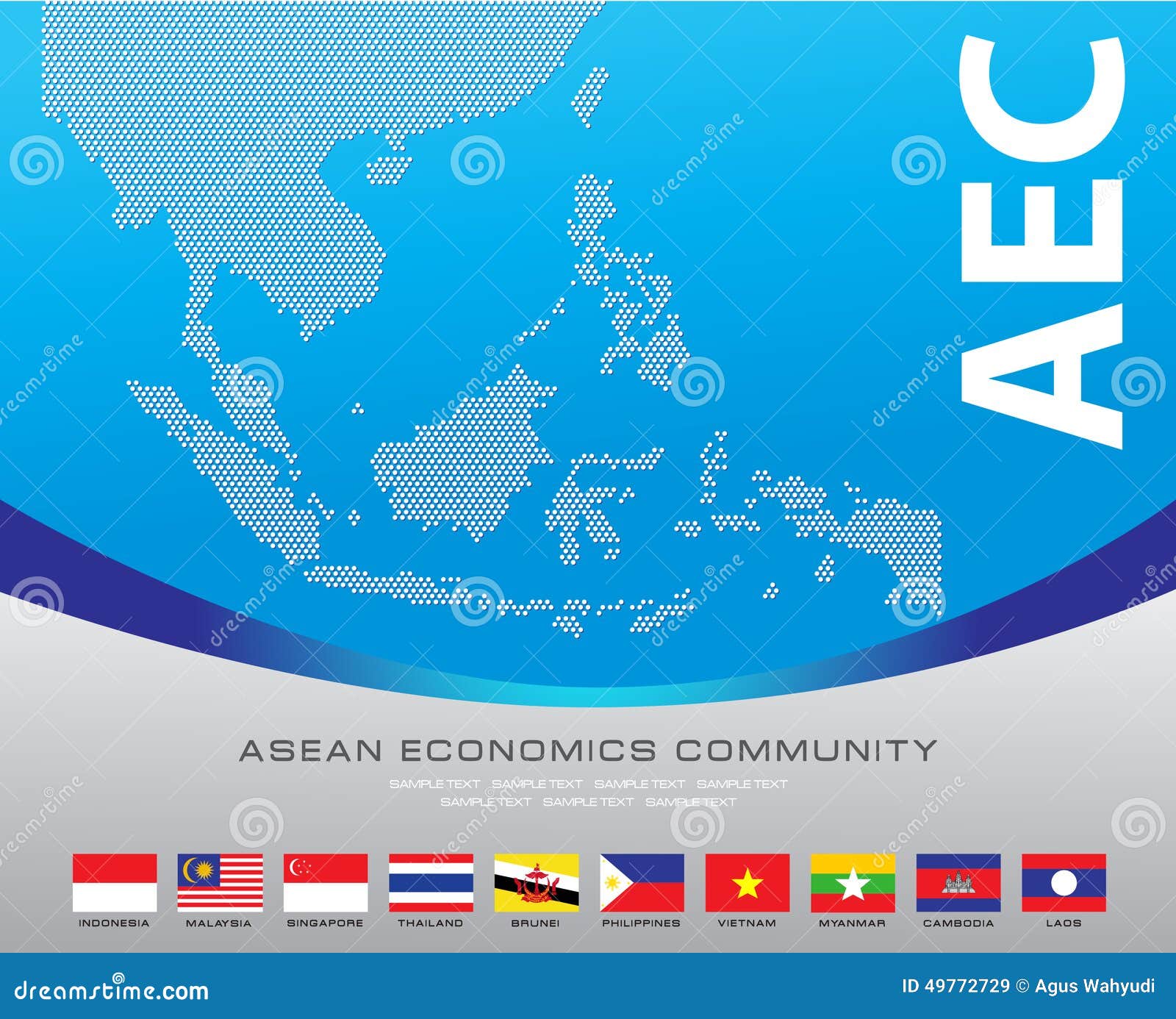 Asean Map Dotted Style Illustration, for Background Stock Illustration ...