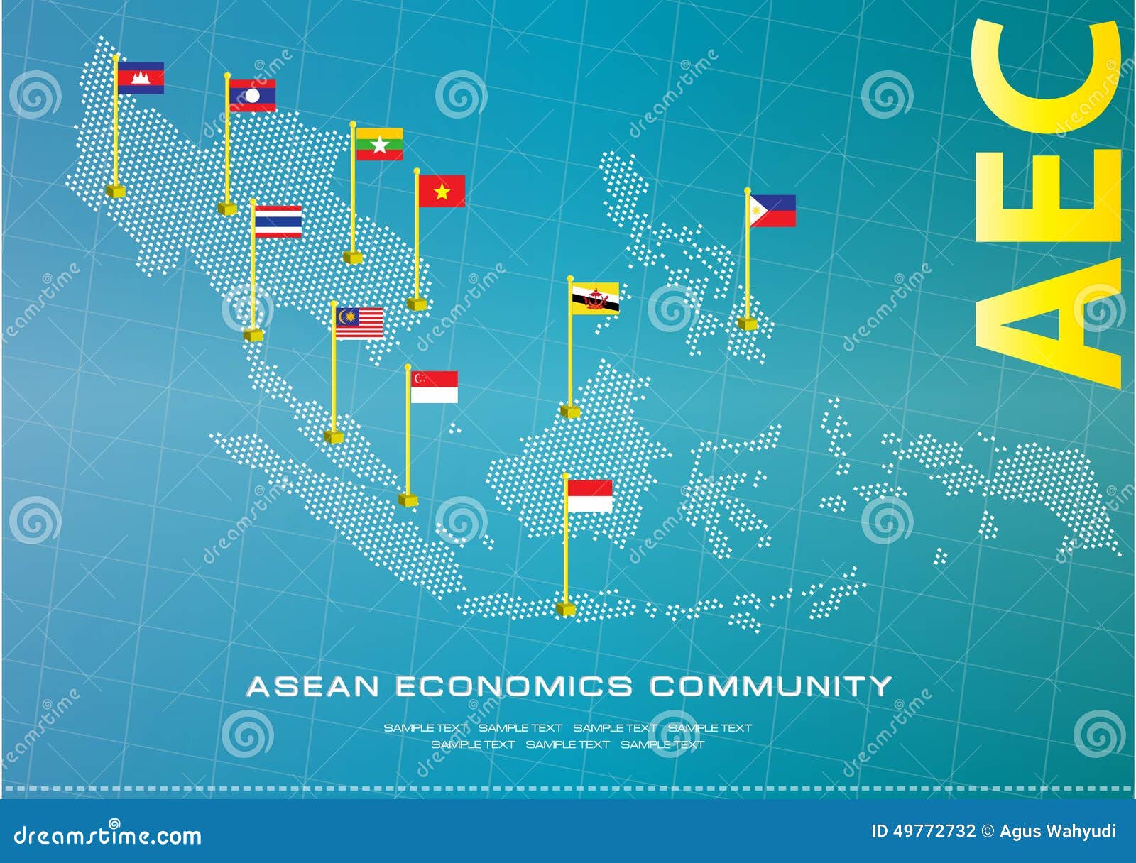 Asean Map Dotted Style Illustration, for Background Stock Illustration ...