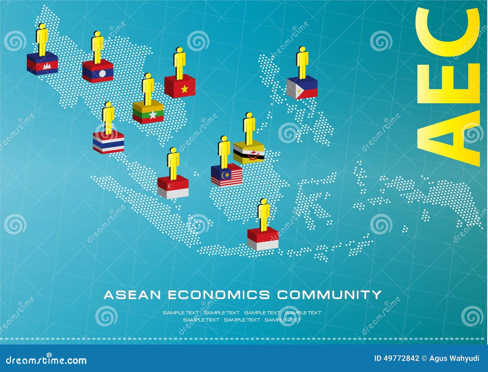 Asean Map Dotted Style Illustration, for Background Stock Illustration ...