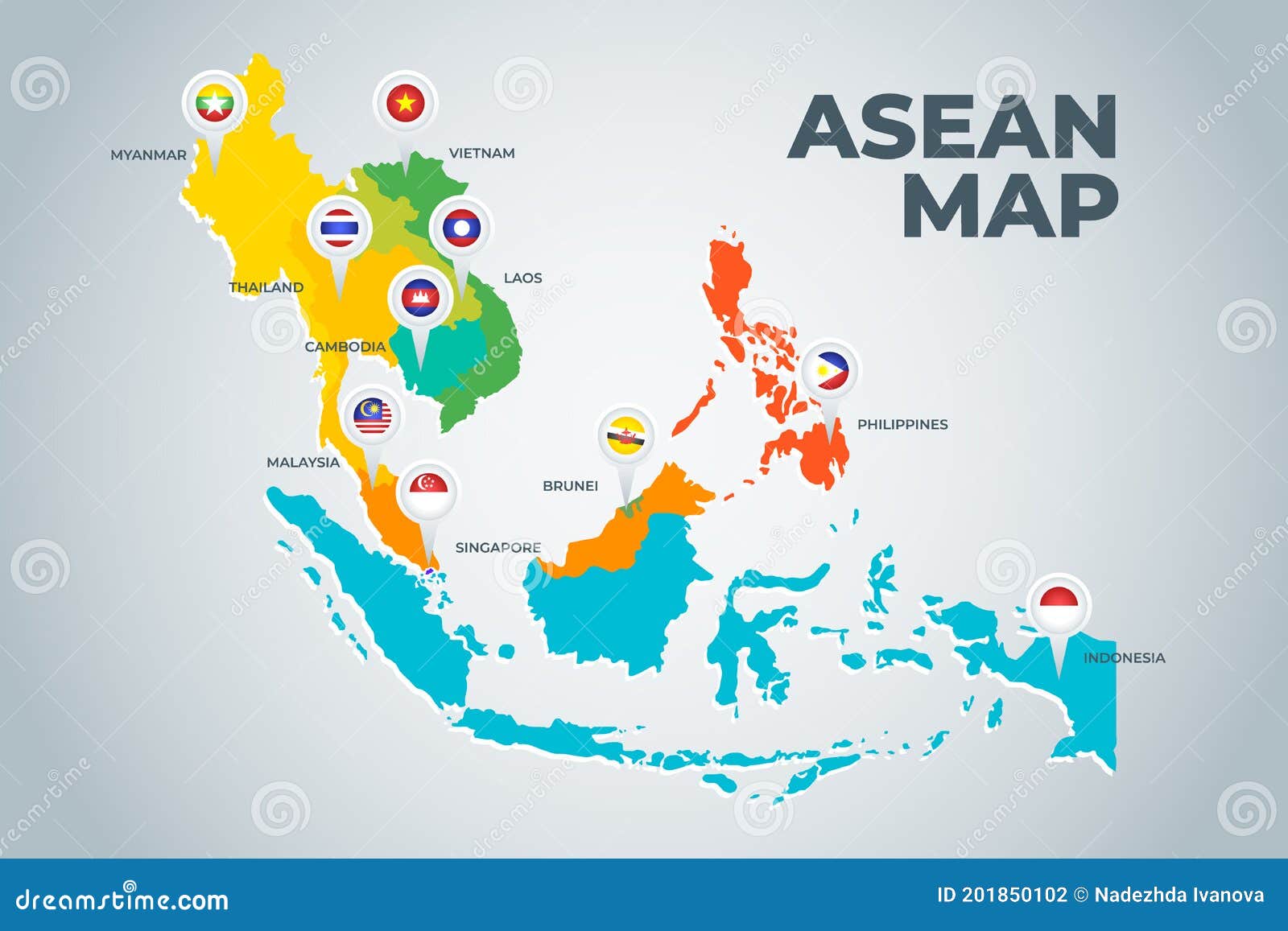 Asean Map Illustration Vector EPS Stock Illustration - Illustration of ...