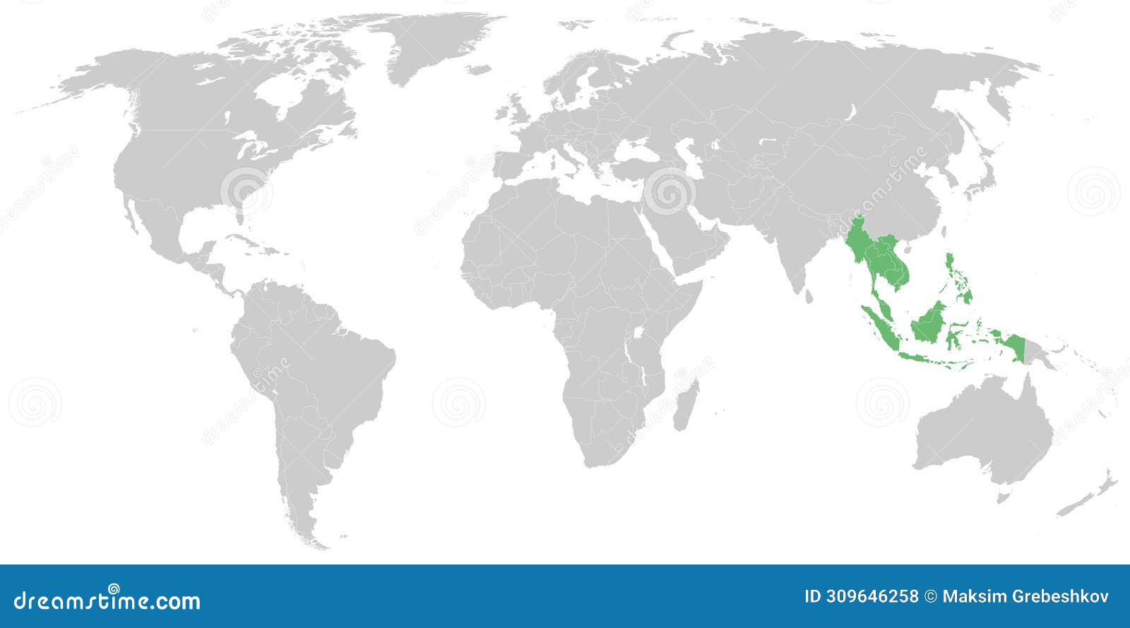 ASEAN Member States on Map of the World Stock Vector - Illustration of ...