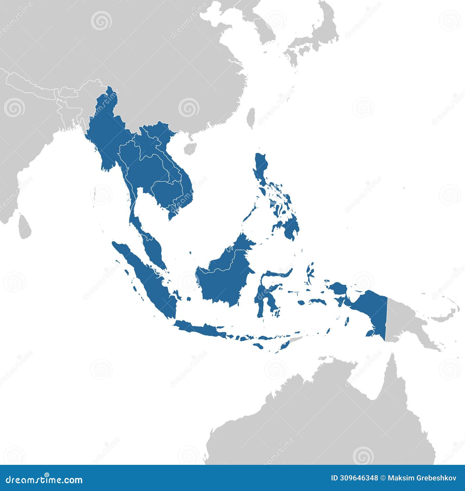 ASEAN Member States on Map of the World Stock Vector - Illustration of ...
