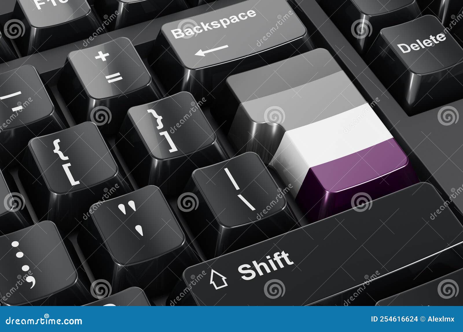 Asexual Flag Painted on Computer Keyboard. 3D Rendering Stock ...