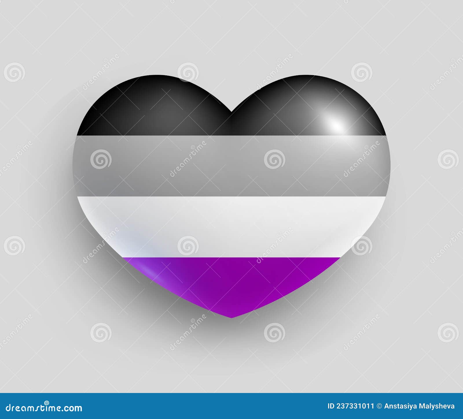 Asexual Pride Flag Of Heart Shape Glossy Badge Stock Vector